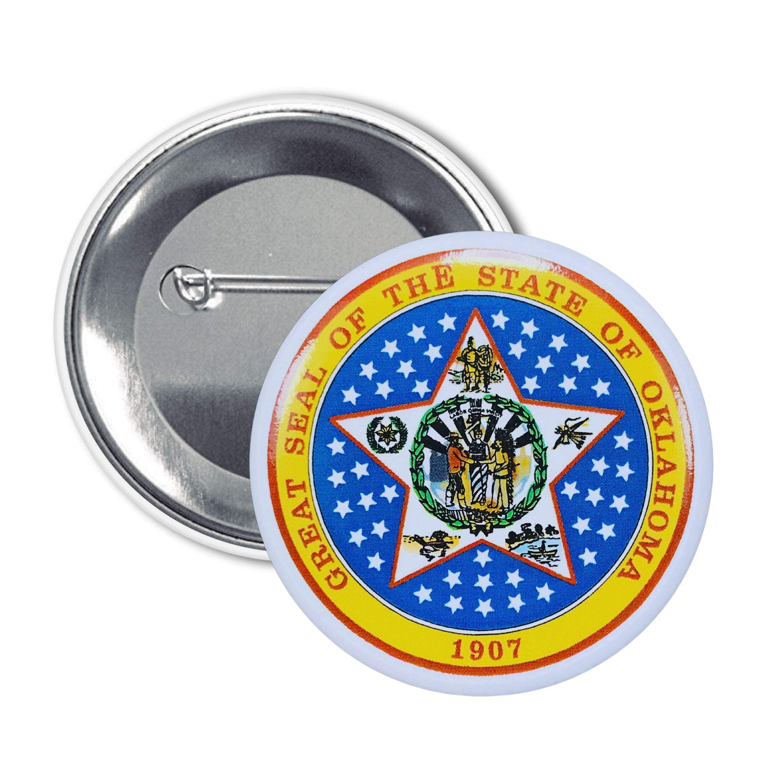 Round Button - State Seal Oklahoma - USA | Wearable Souvenir Pin ...
