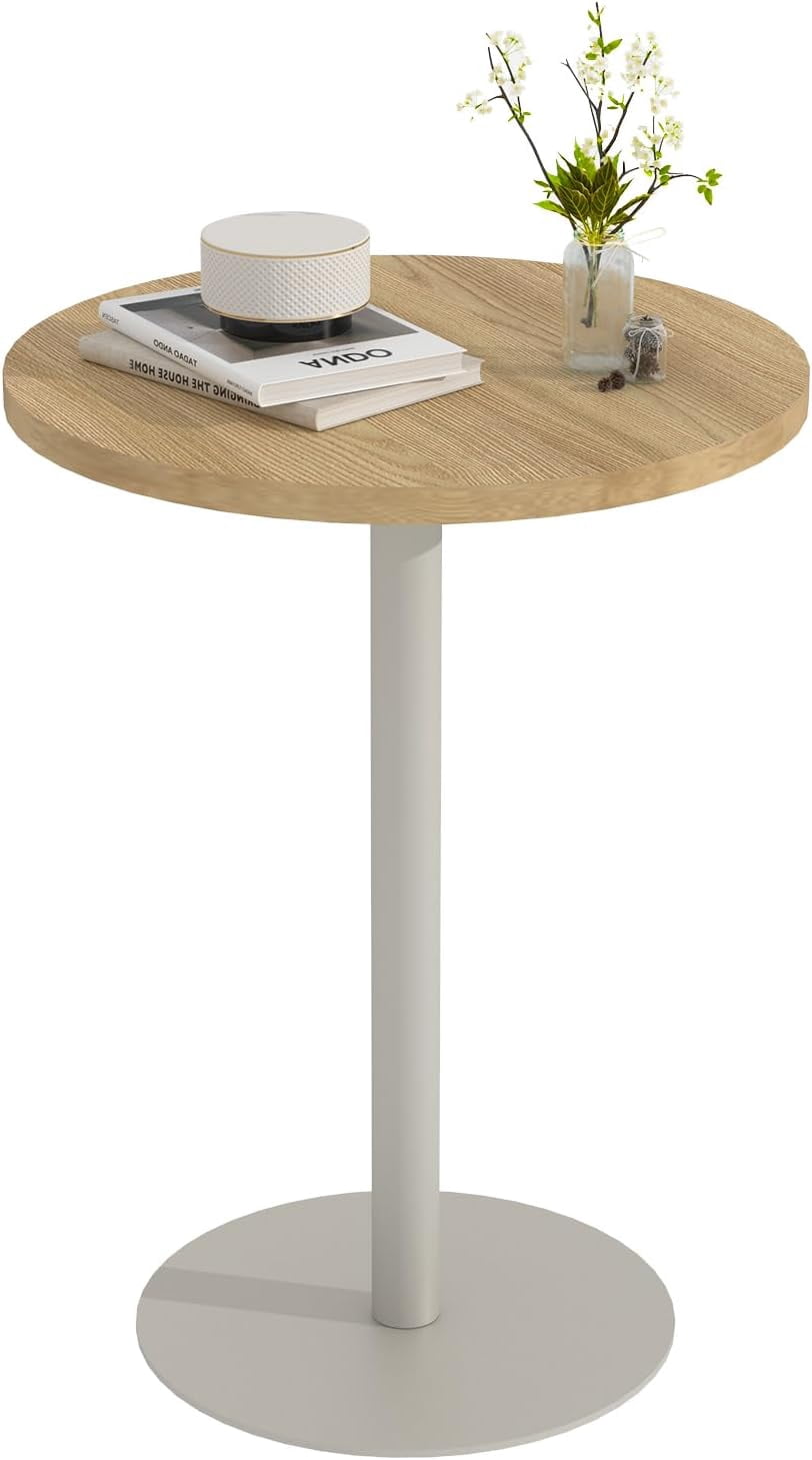 Round C-Shaped Side Table, Small Drink TV Tray Table with Metal Leg for ...