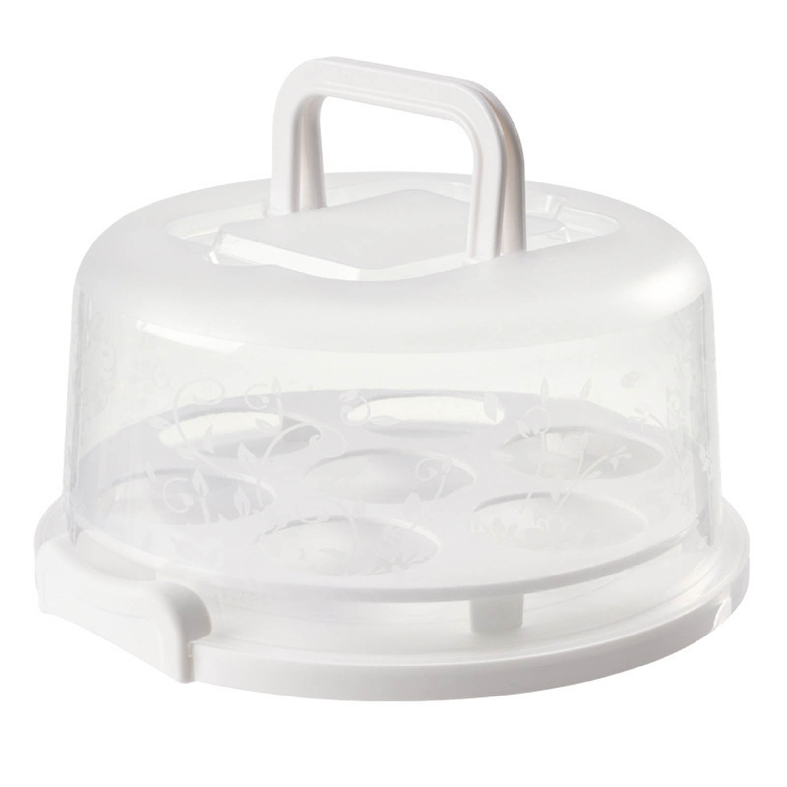 Round Cake Carrier with Lid, 10-Inch Portable Cake Holder & Cupcake ...