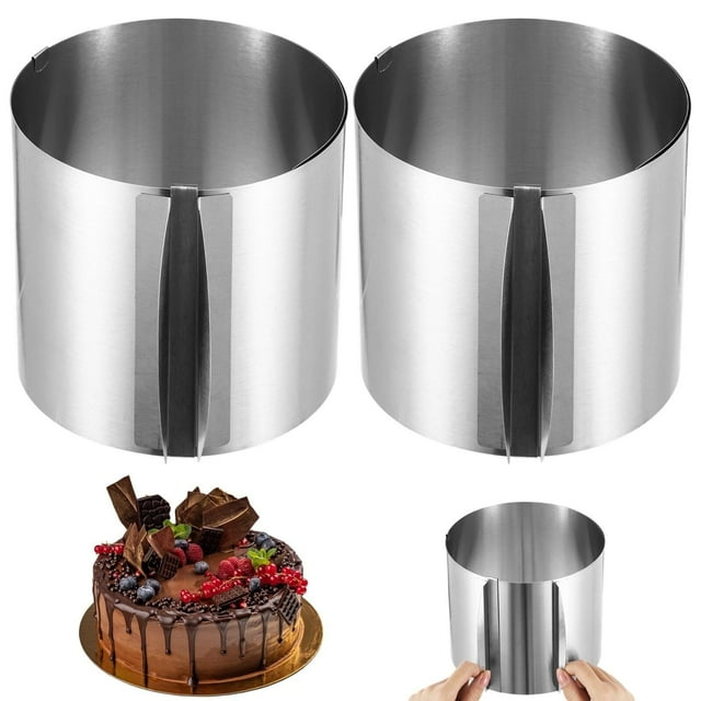 Round Cake Ring, 2Pcs Stainless Steel Mousse Layered Cake Mold Baking ...
