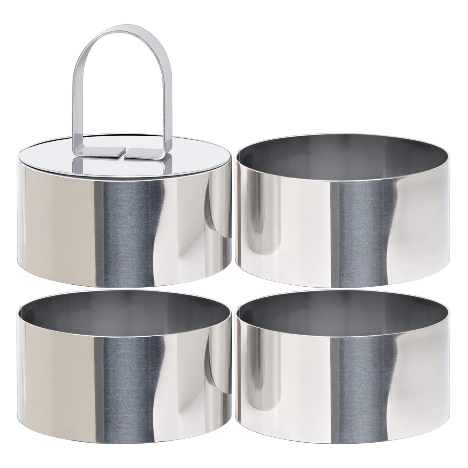 4-Pack Stainless Steel Round Cake Ring Molds – 8cm x 4cm Baking Rings ...