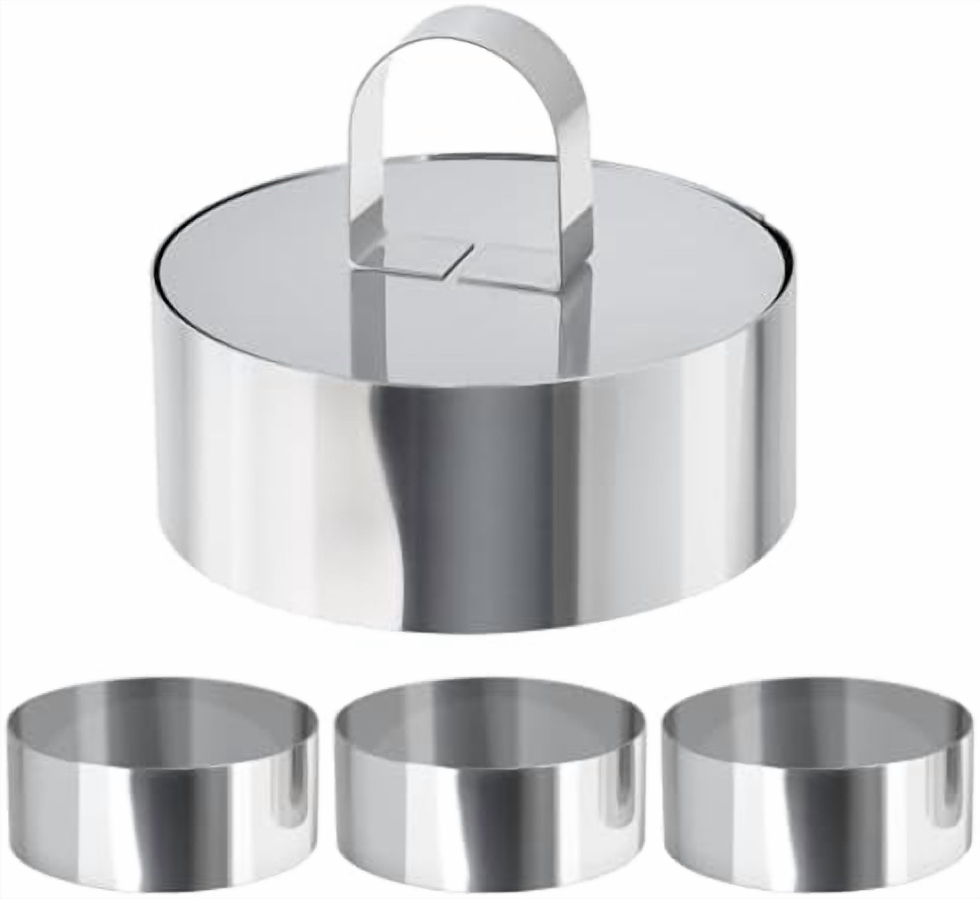 Round Cake Ring Mold, Stainless Steel 4" Cooking Crumpet Rings with 1 ...