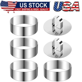 Set of 4 Round Cake Ring Mold, Stainless Steel 3 inch Dessert Mousse ...