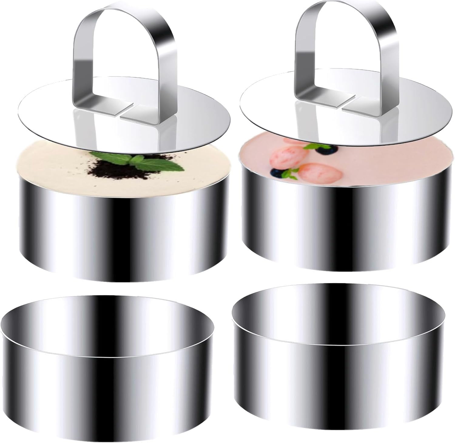 Round Cake Ring Molds, Stainless Steel 4 inch Food Rings Dessert Mousse ...