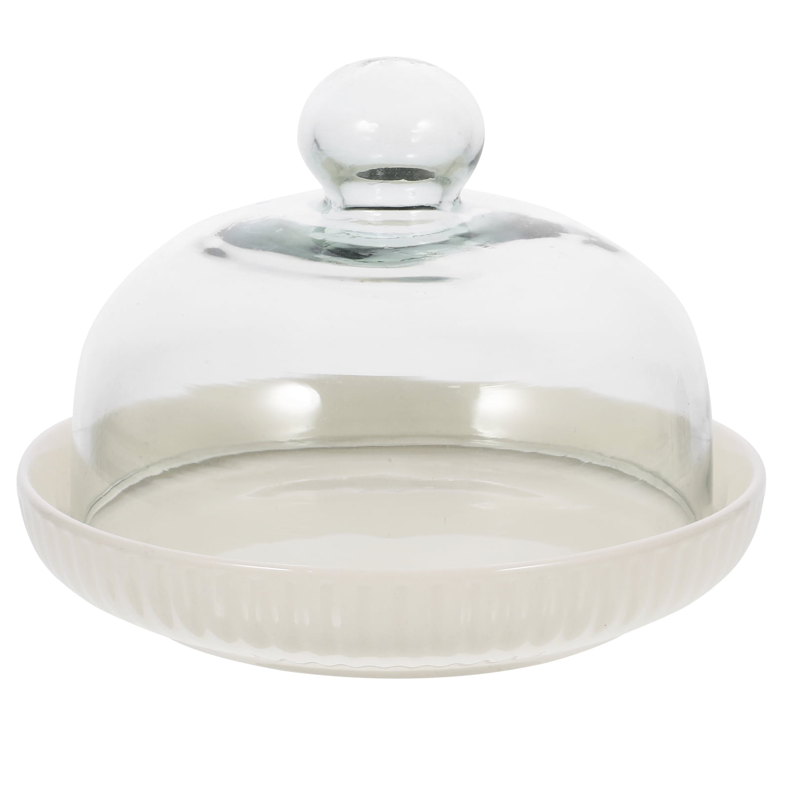 Round Cake Tray With Glass Dome Transparent Cake Display Dome With Tray ...