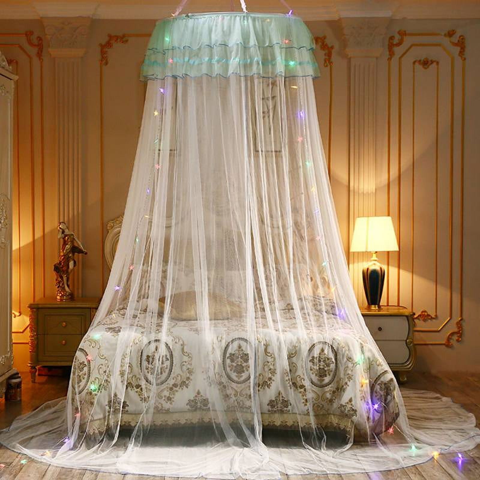 Round Canopy Bed Curtain for Girls Adults-Dome Bed Net for Twin Full ...