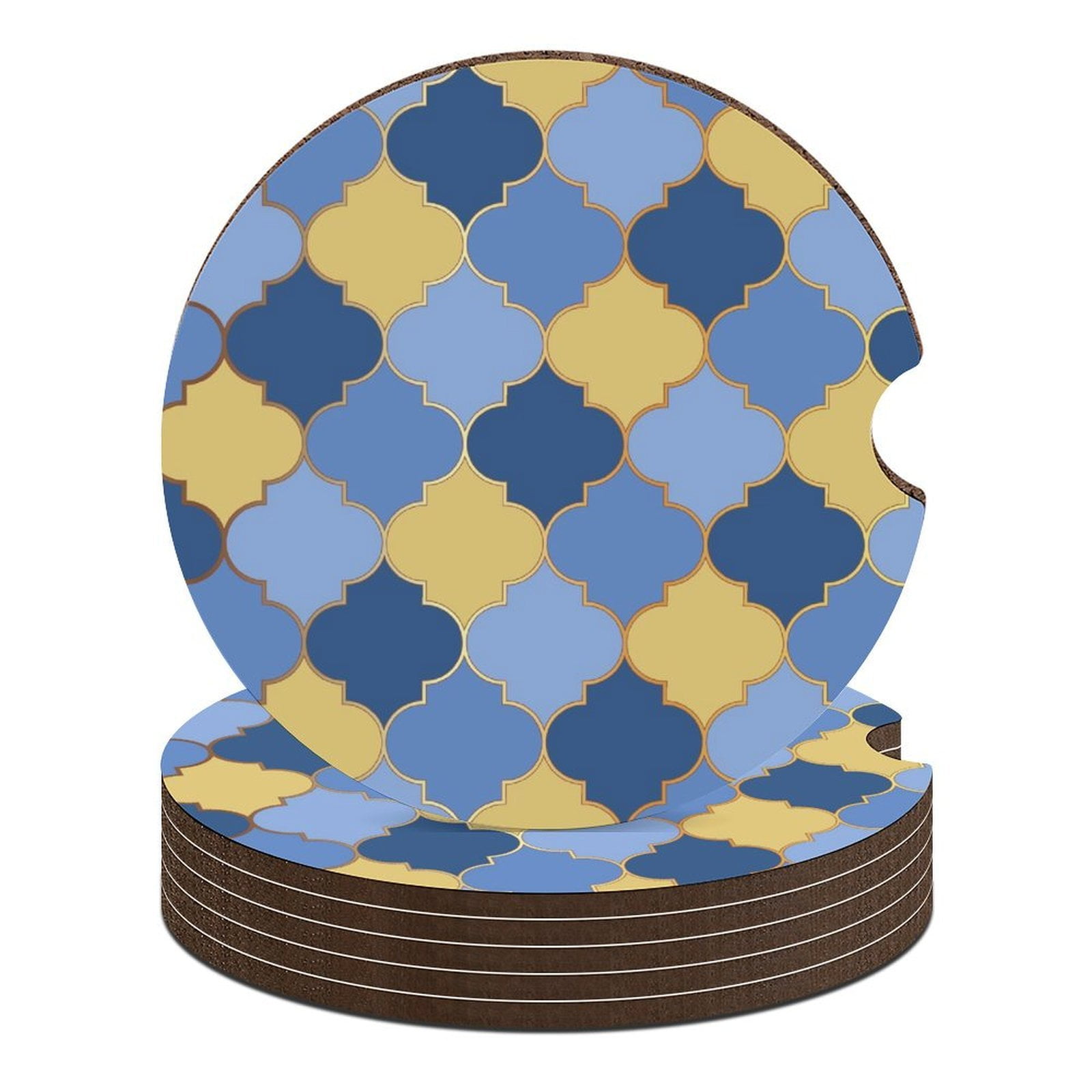 Round Car Coasters 6.5in Cork Design Non Slip Heat Insulation Water ...