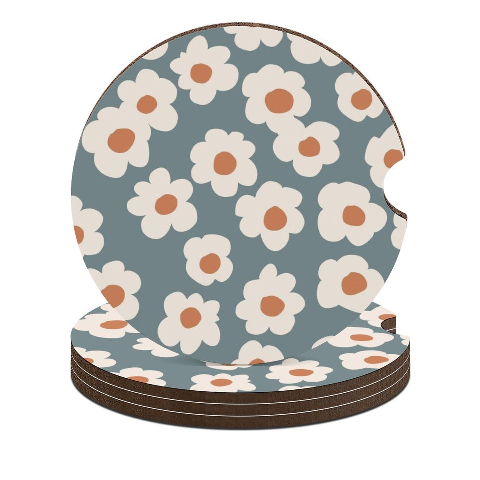 Round Car Coasters 6.5in Cork Design Non Slip Heat Insulation Water ...