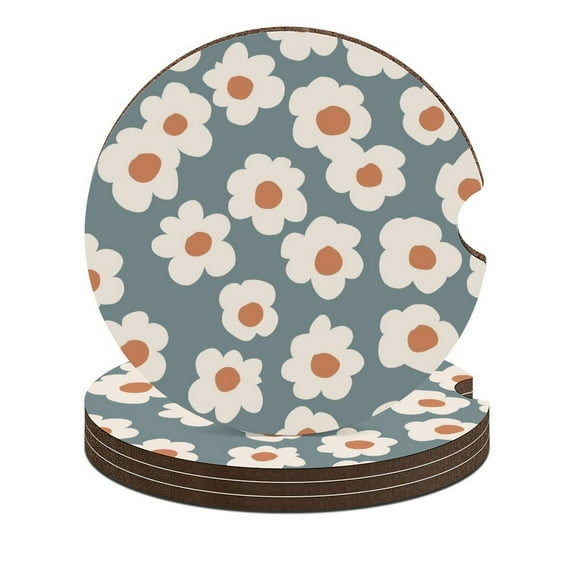 Round Car Coasters 6.5in Cork Design Non Slip Heat Insulation Water ...