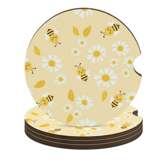 Round Car Coasters 6.5in Cork Design Non Slip Heat Insulation Water ...