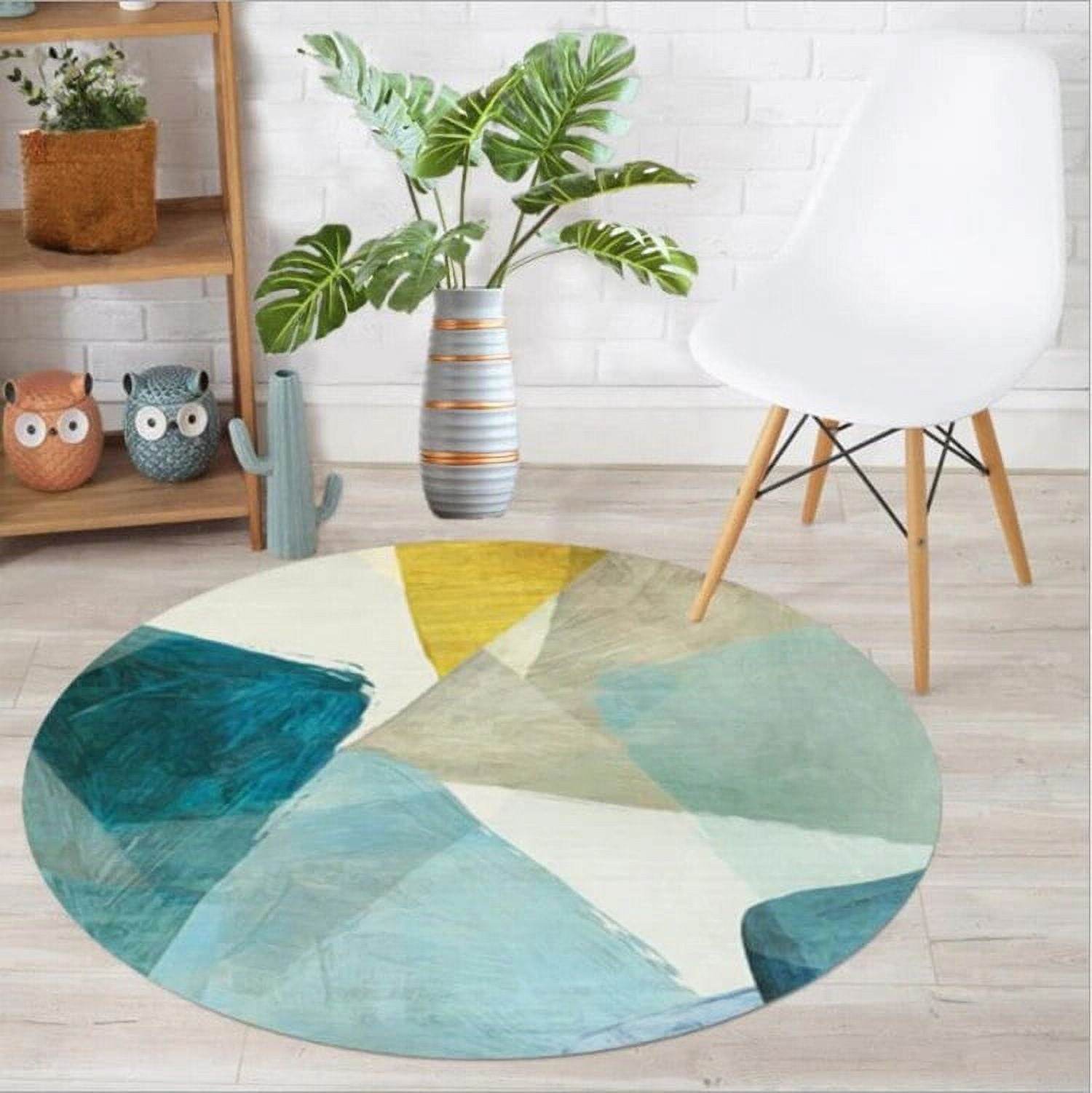 Round Carpet Nordic Modern Geometric Print Home r Hanging Basket Foot ...