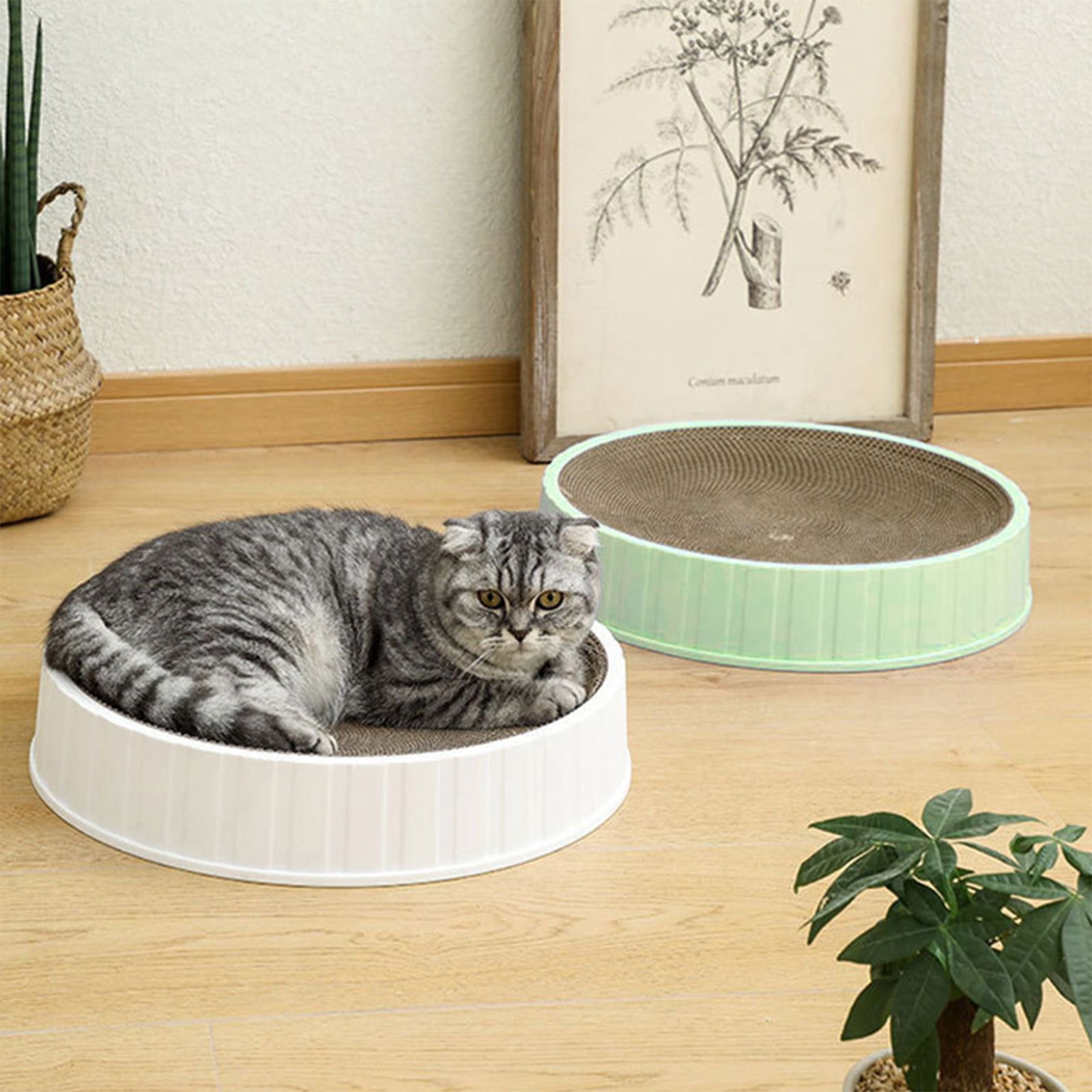 Round Cat Scratching Bowl Bed | Corrugated Cardboard Scratch Pad With ...