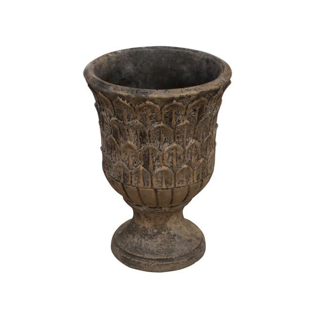 Round Cement Pot with Lotus Leaf Design - Walmart.com