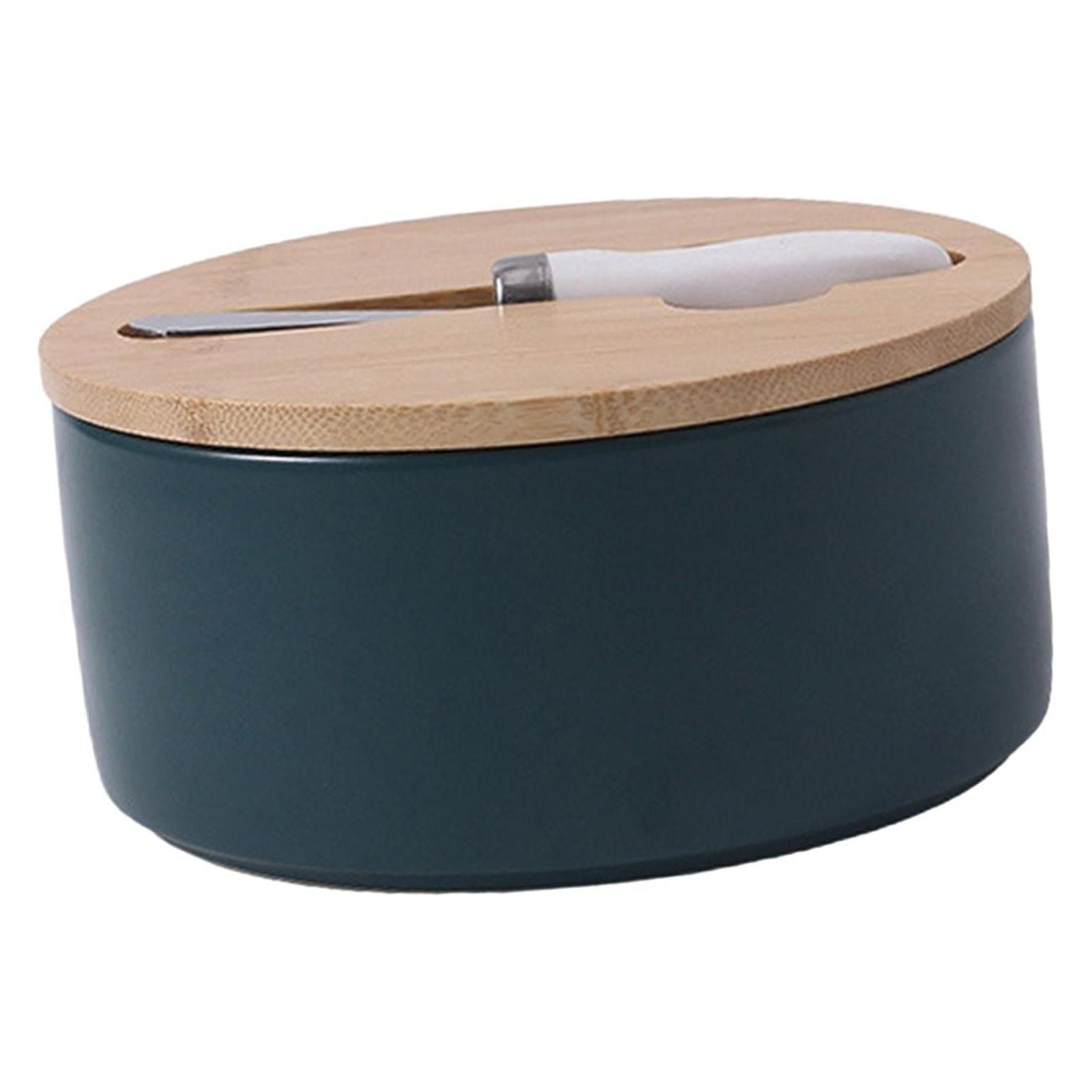 Round Ceramic Butter Dish, Butter Saver Container Box with Lid, Airtight Butter Keeper for ...