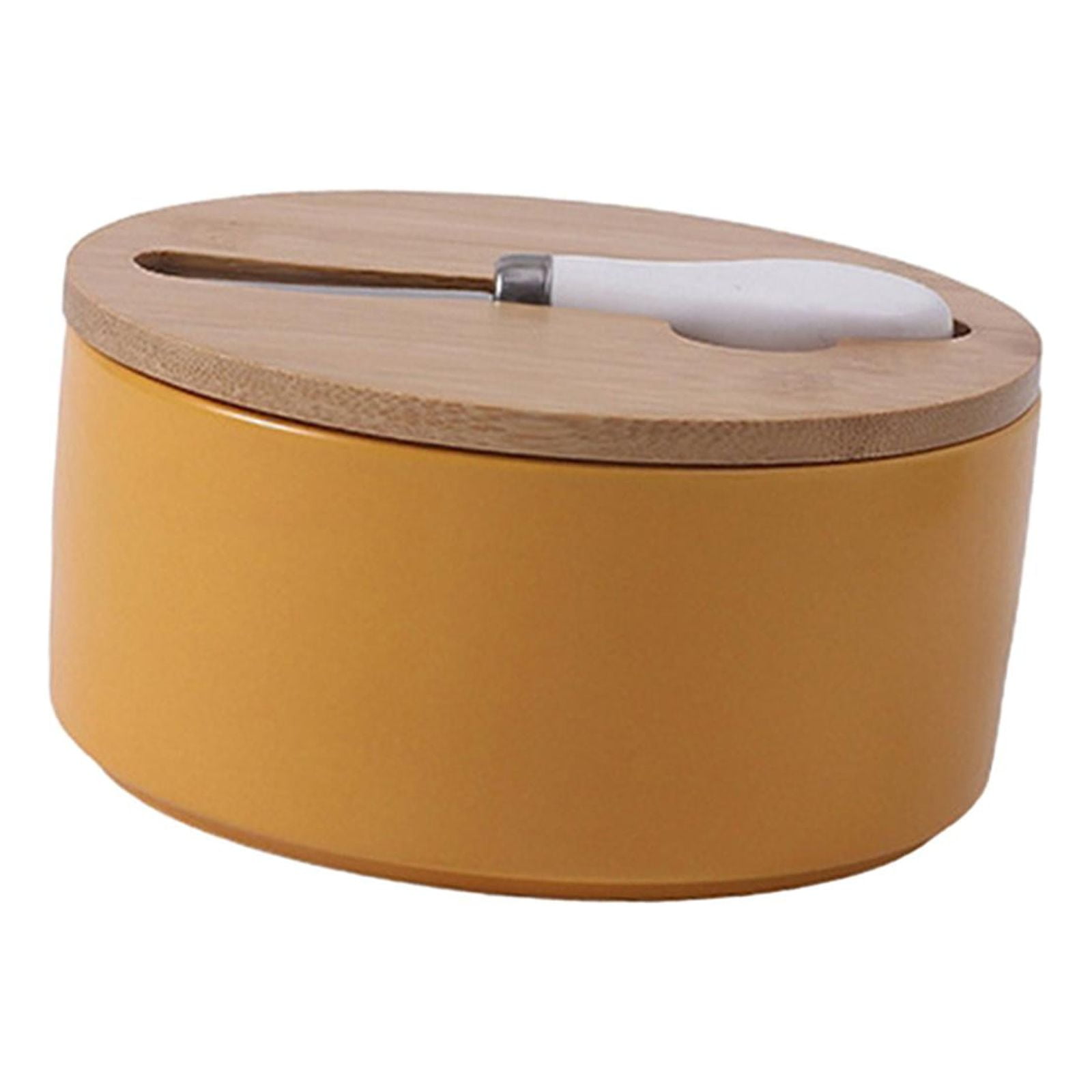 Round Ceramic Butter Dish, Butter Saver Container Box with Lid, Airtight Butter Keeper for ...