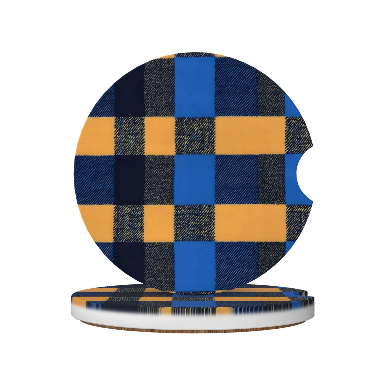 Round Ceramic Car Coasters 2 Pack Absorptive Clean Cork Bottom For Anti ...