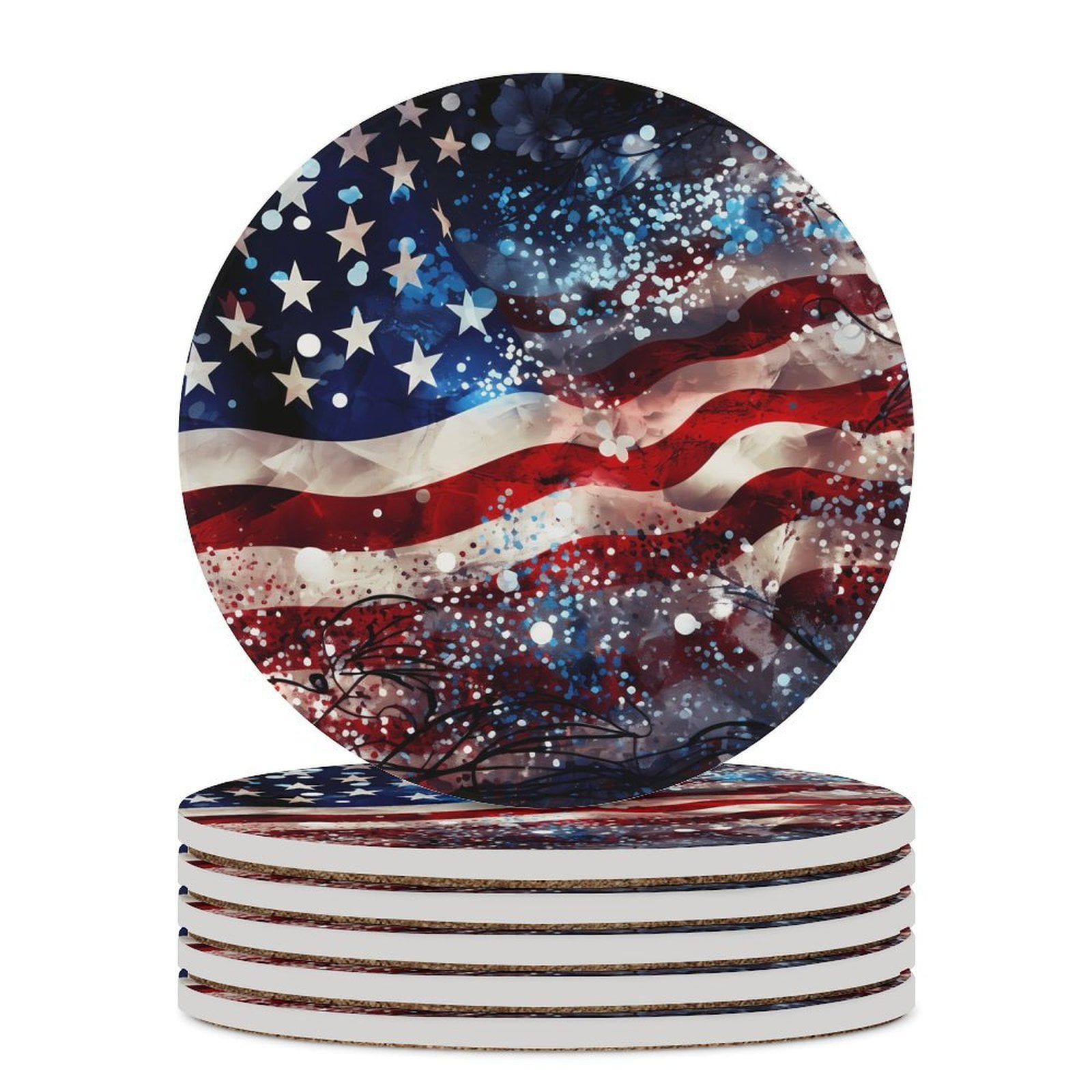 Round Ceramic Coasters 4.1in Cork Design Easy To Clean For Kitchen ...