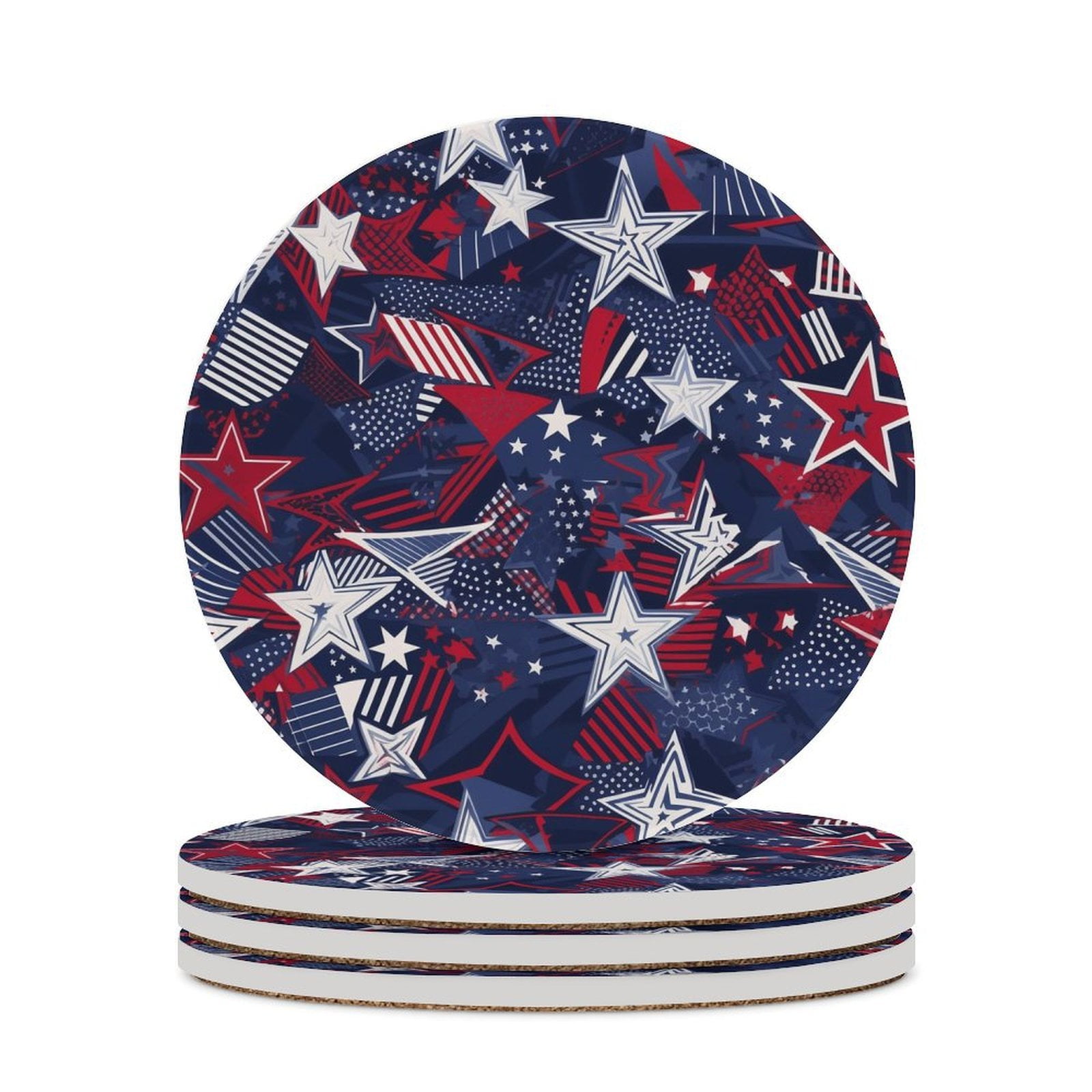 Round Ceramic Coasters 4.1in Cork Design Easy To Clean For Kitchen ...