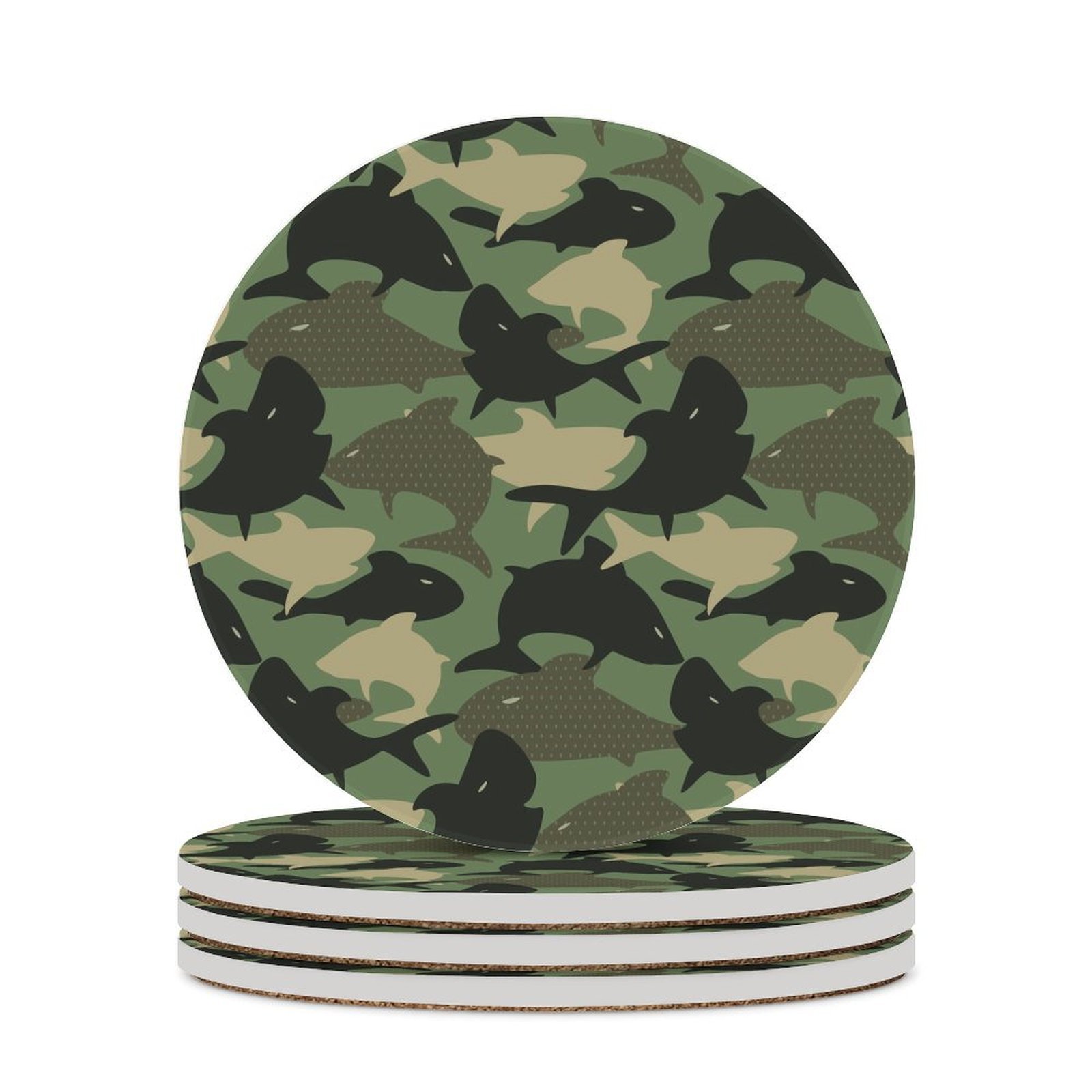 Round Ceramic Coasters 4.1in Cork Design Easy To Clean For Kitchen ...