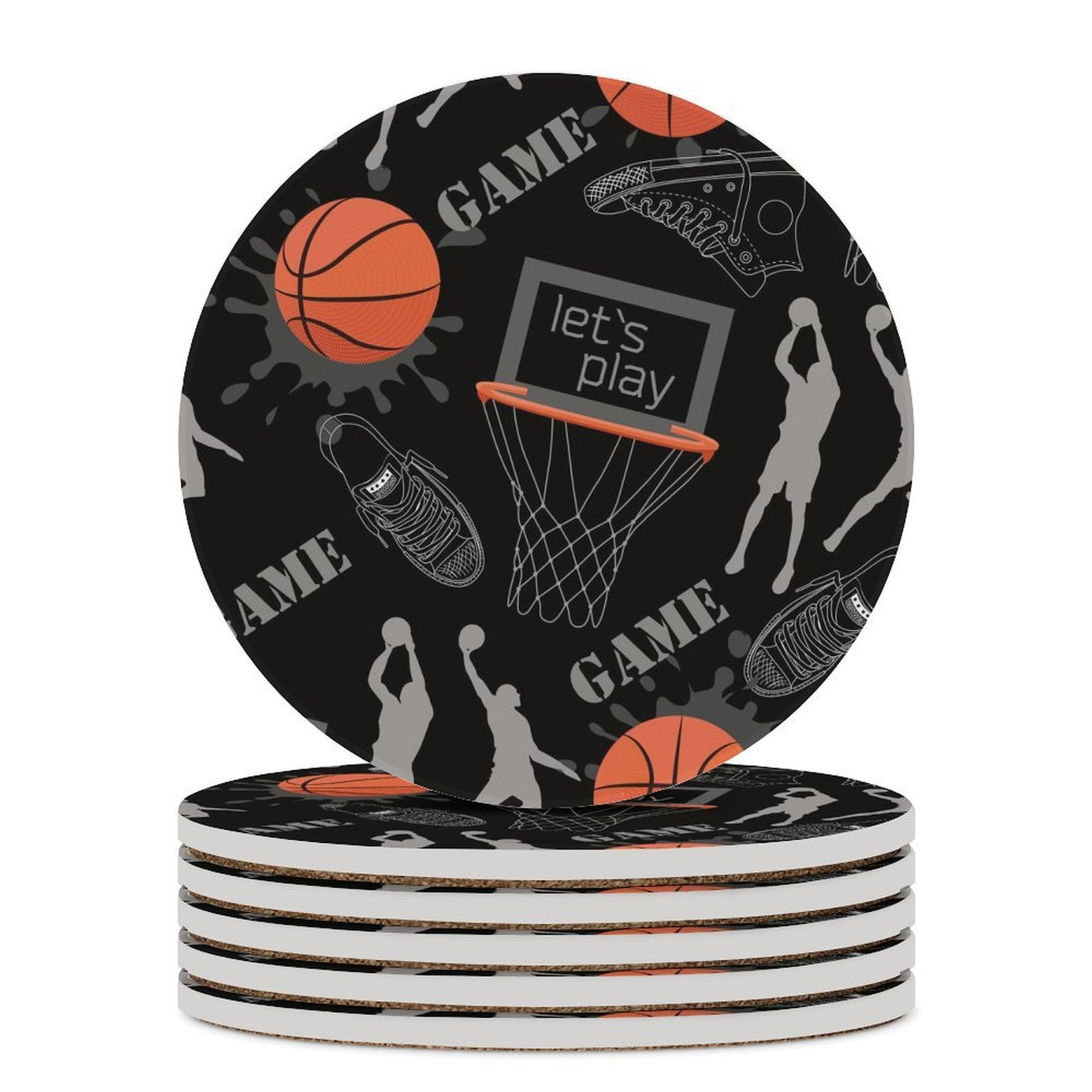 Round Ceramic Coasters 4.1in Cork Design Easy To Clean For Kitchen ...