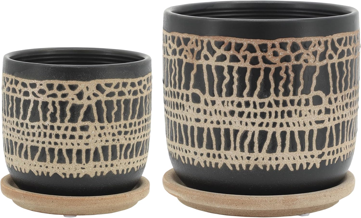 Round Ceramic Planters Glazed W/Saucer Ceramic Plant, Flower, Garden ...