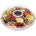Round Charcuterie Board with Clear Lid, Travel Picnic Portable Cheese ...
