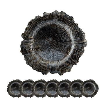 Gold Plastic Charger Plates with Beaded Rims 13in Decorative Round ...