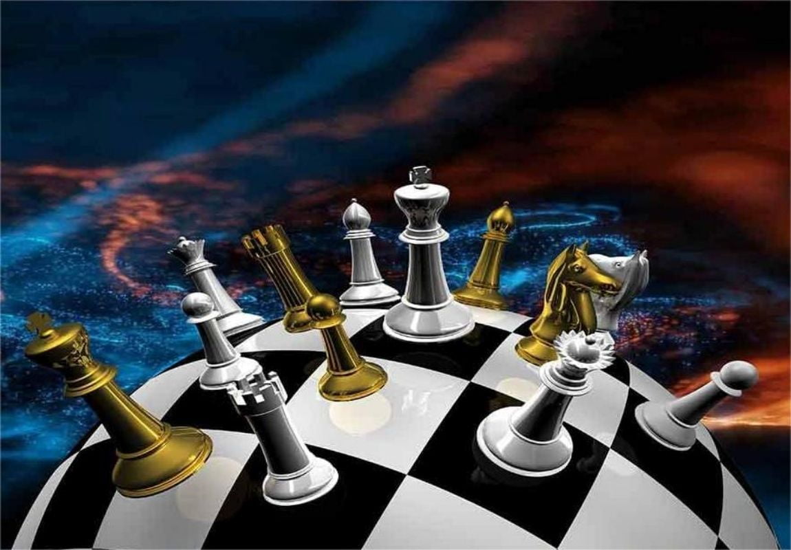 Round Chess Board Backdrop Chessboard Black White Striped Grid ...