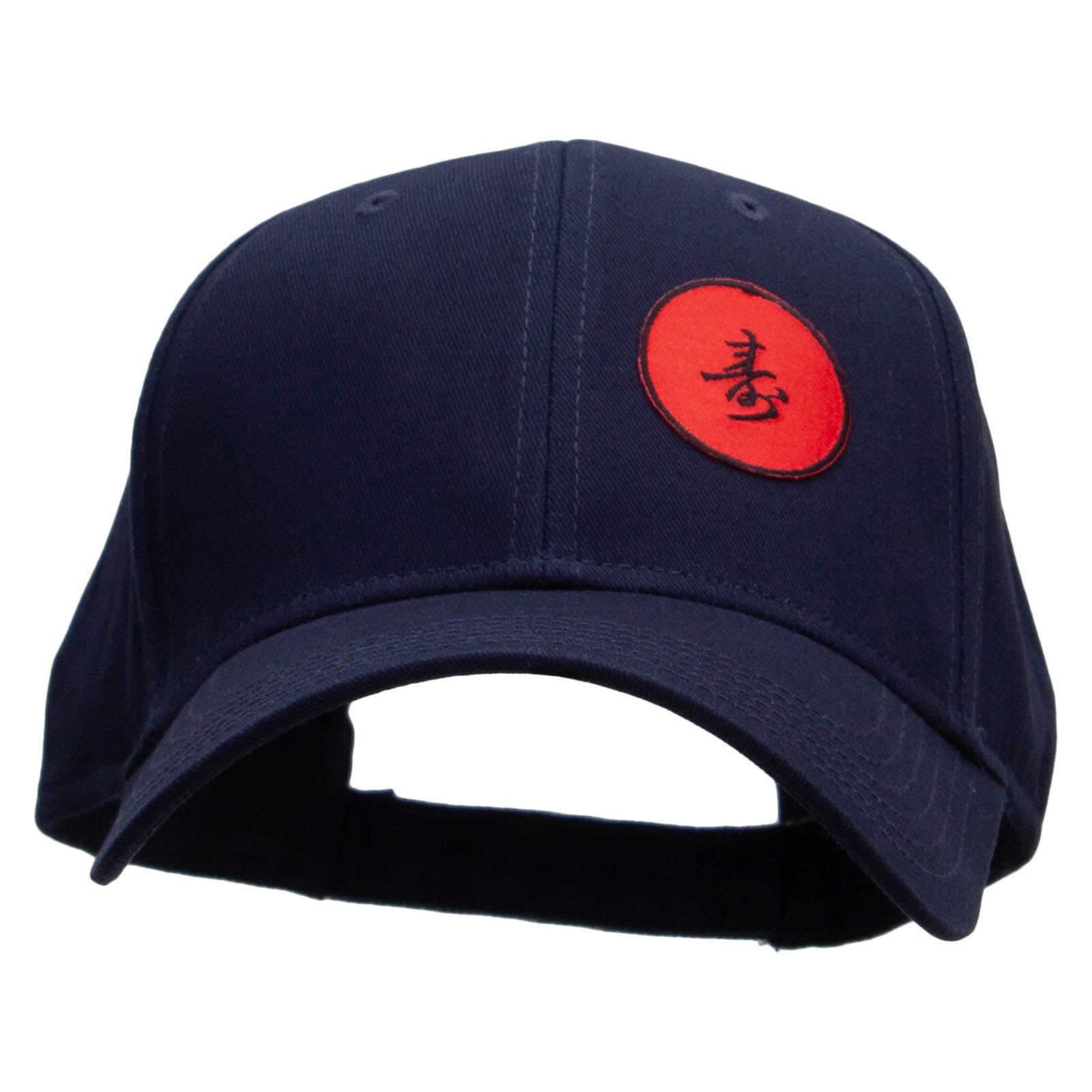 Round Chinese Emblem "Longevity" Patched Low Profile Cap - Navy OSFM ...