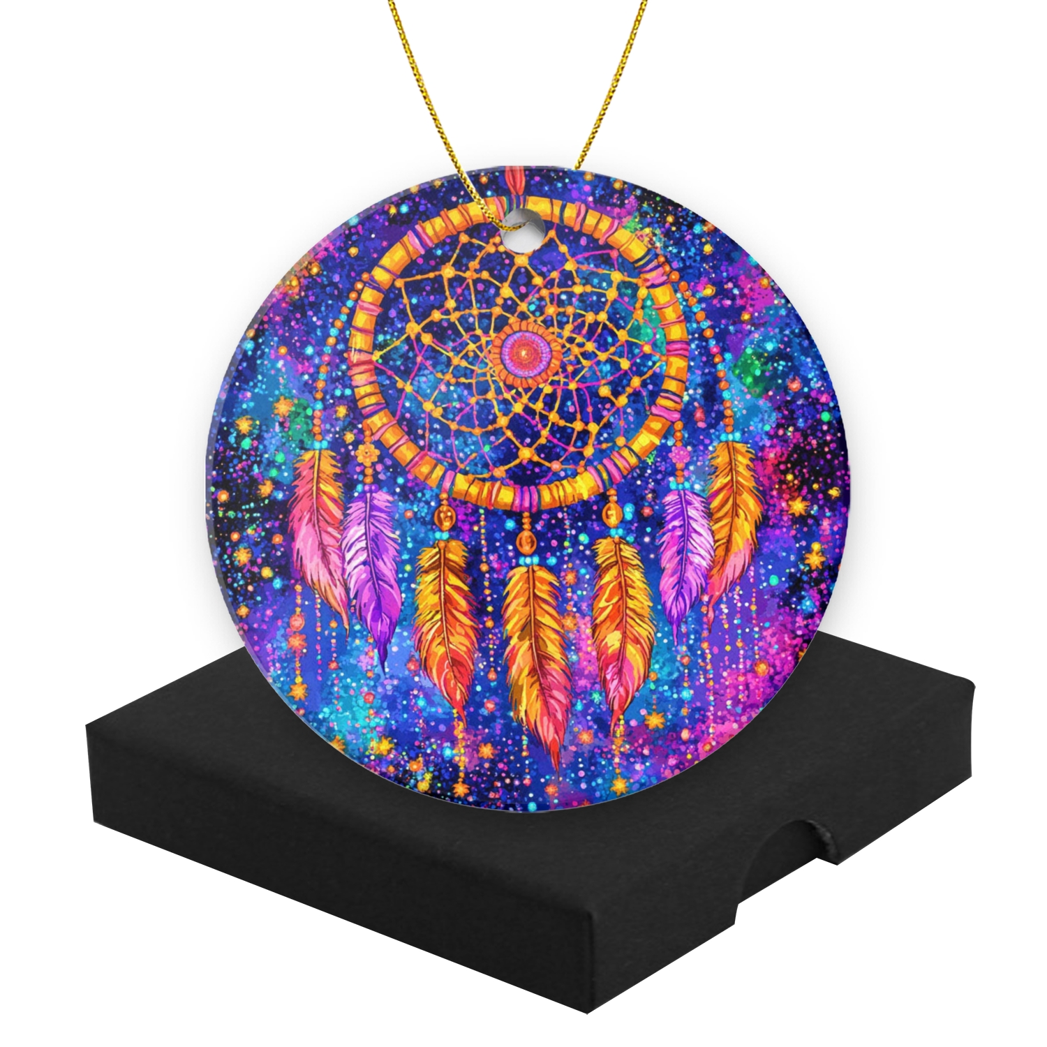 Round Christmas Ornament Ceramic Keepsake Holiday Christmas Decoration ...