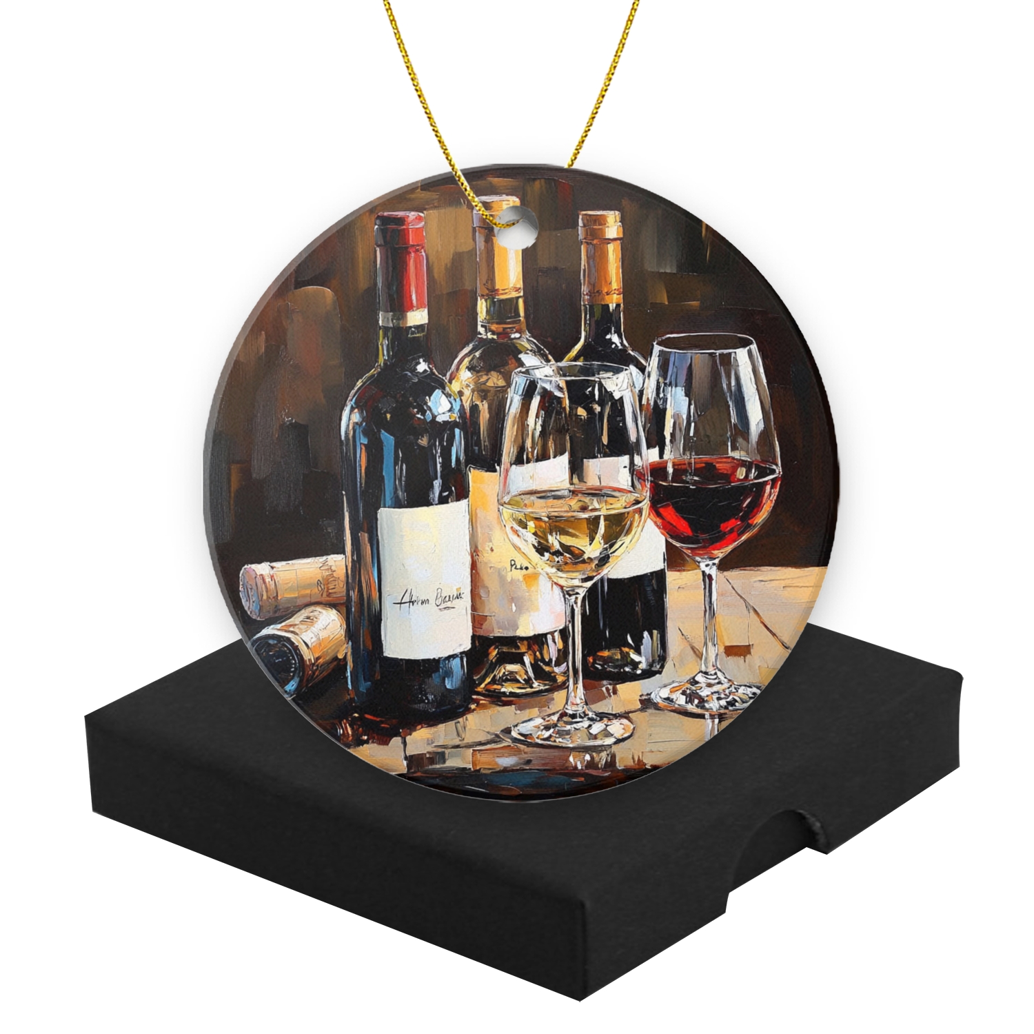 Round Christmas Ornament Ceramic Keepsake Holiday Christmas Decoration ...