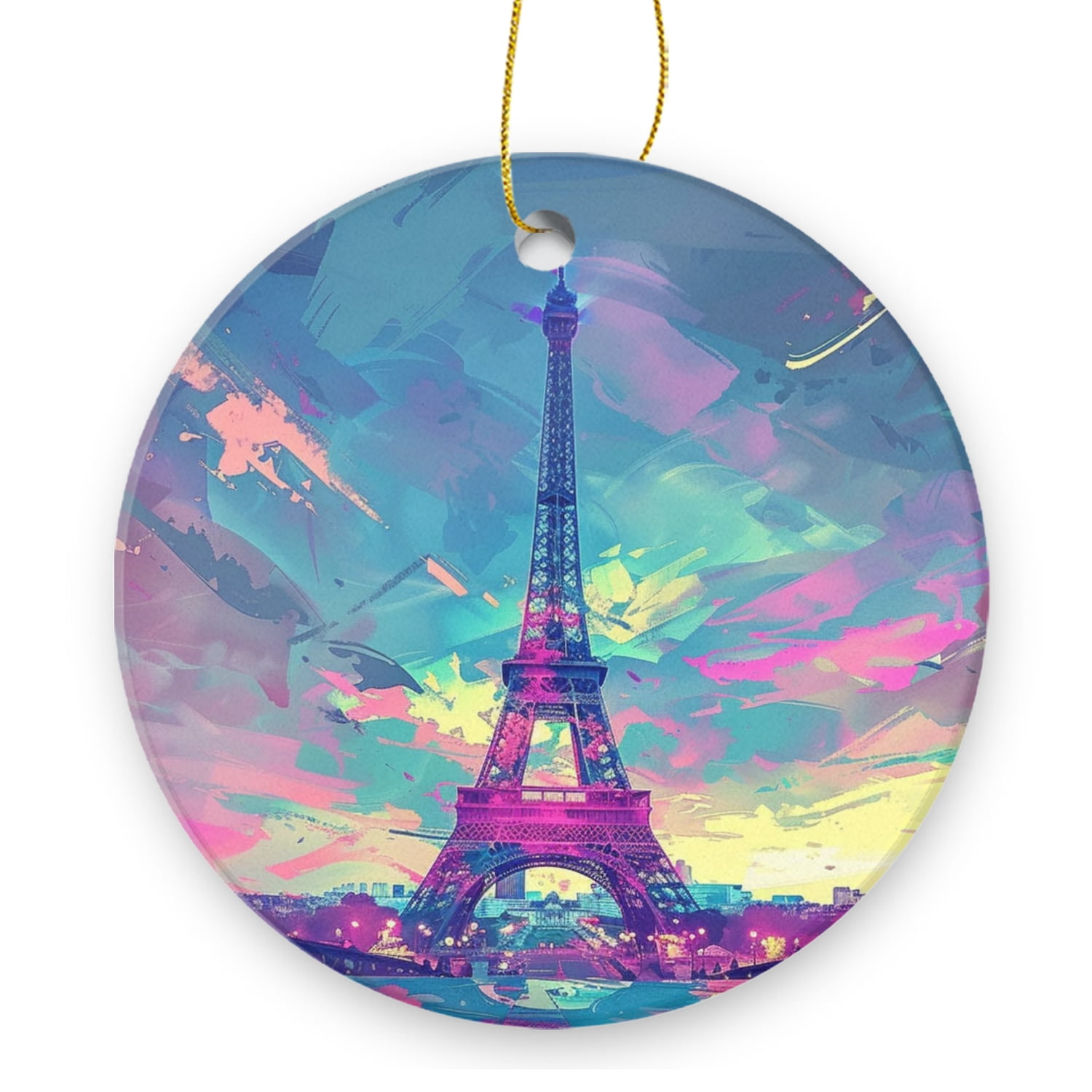 Round Christmas Ornament Xmas Keepsake Ceramic Ornaments Holiday ...
