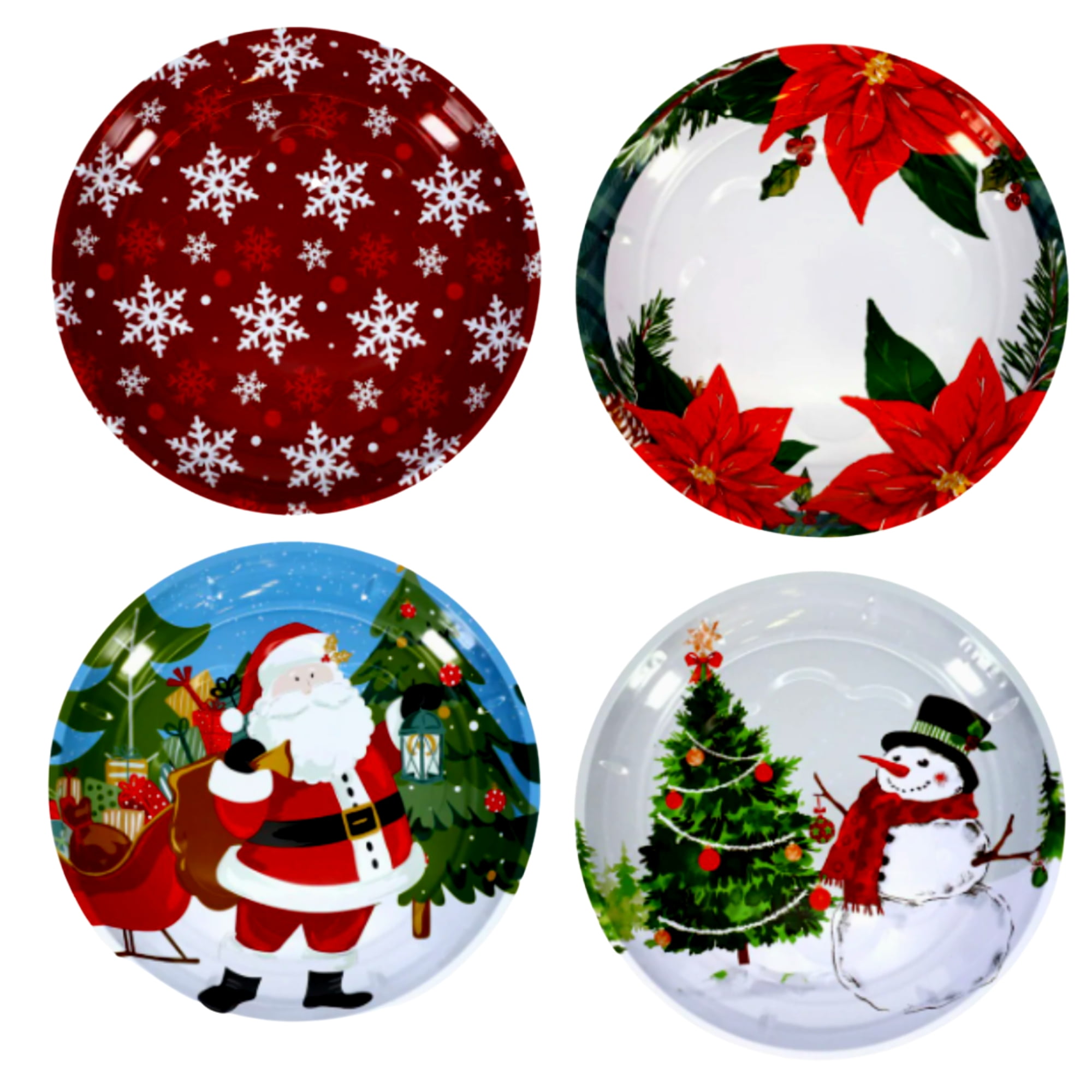 Round Christmas Platters Reusable Dinner Plates Serving Tray Storage ...