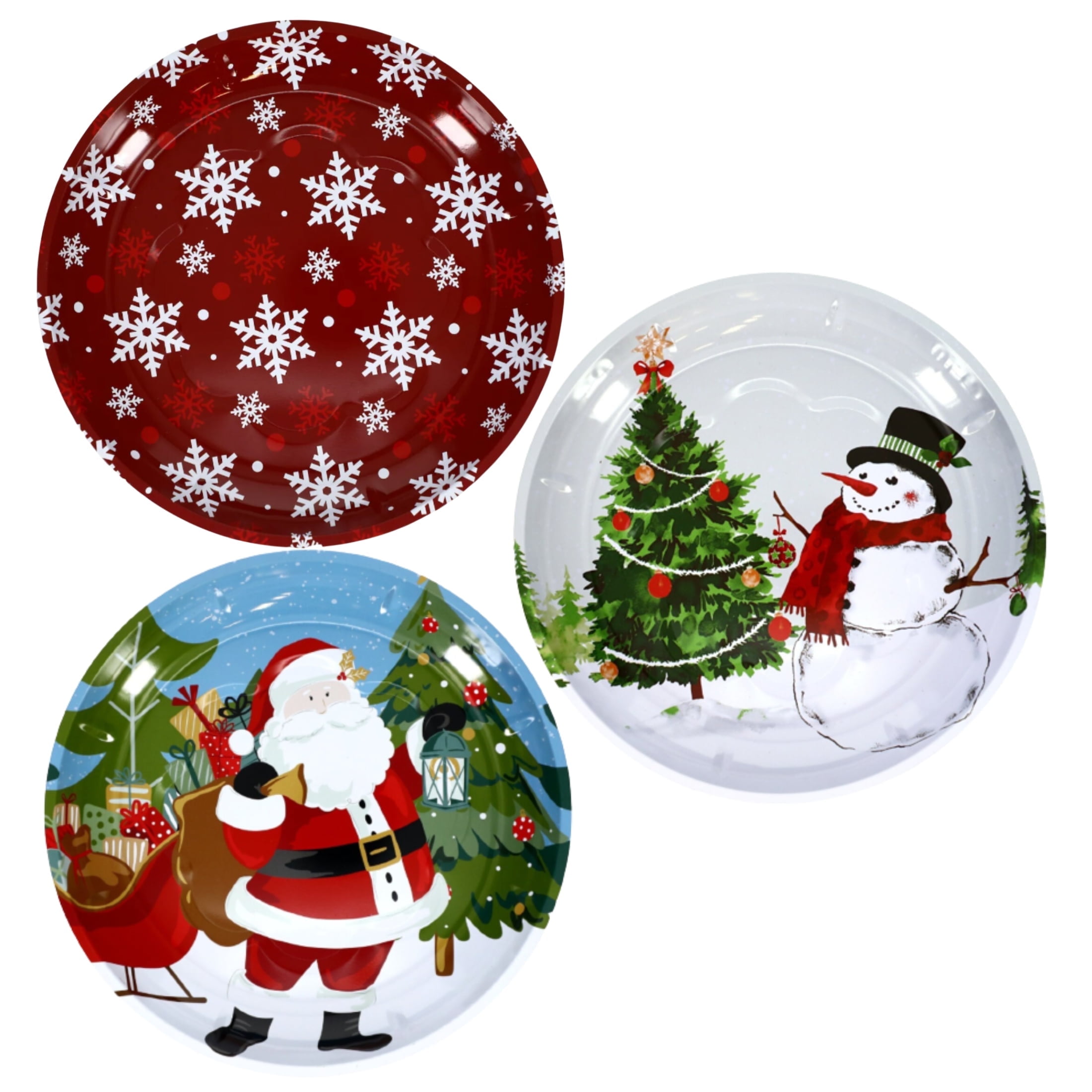 Round Christmas Platters Reusable Dinner Plates Serving Trays for Food ...