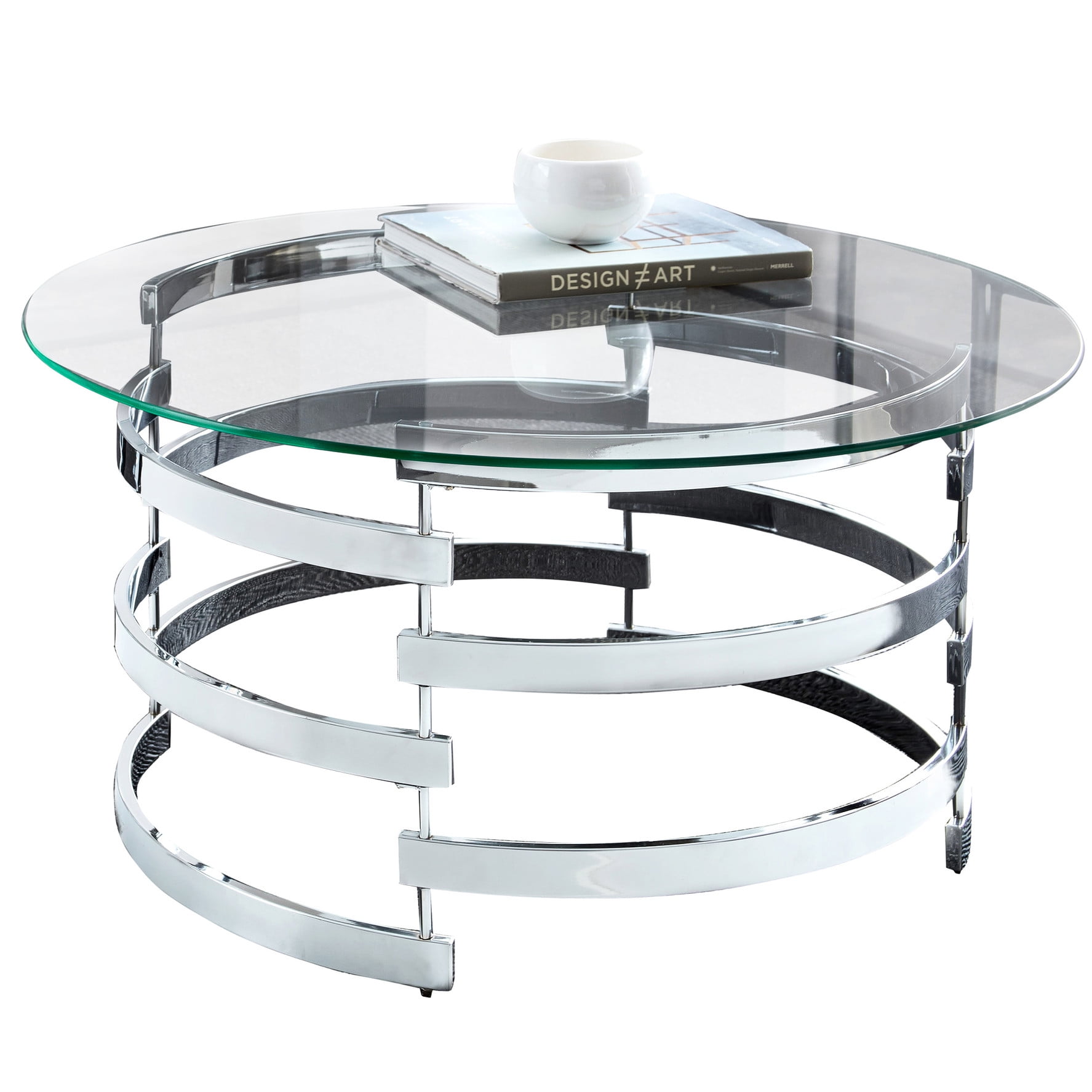 Round Chrome Plated Base Design - Coffee Table for Stylish Living ...