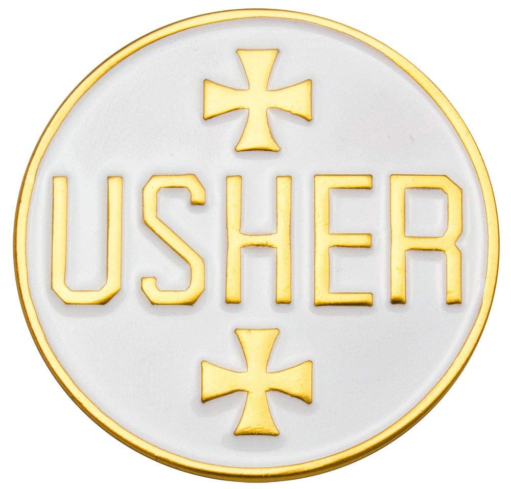 Gold Usher Pin Tie Clip Back with Cross. Round - Walmart.com