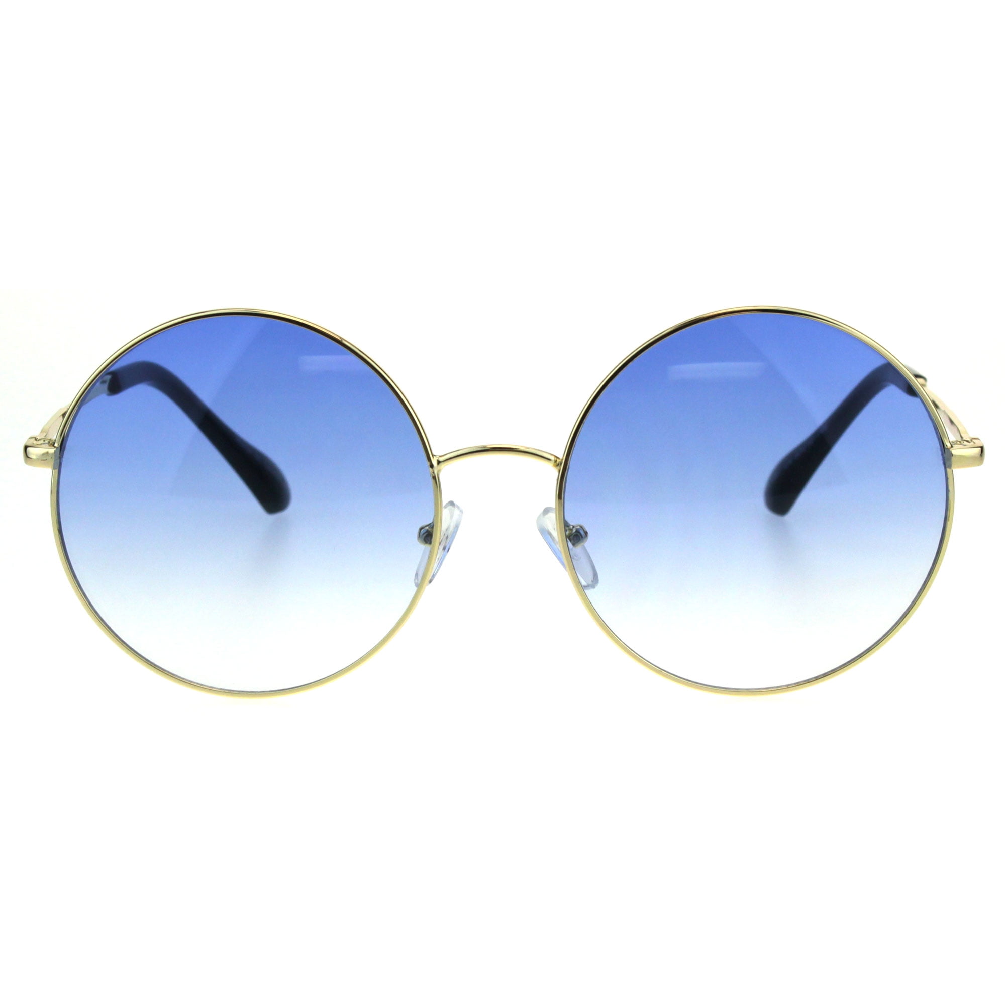 Round Circle Lens Hippie Groovy Metal Rim Retro Sunglasses Gold Blue ...