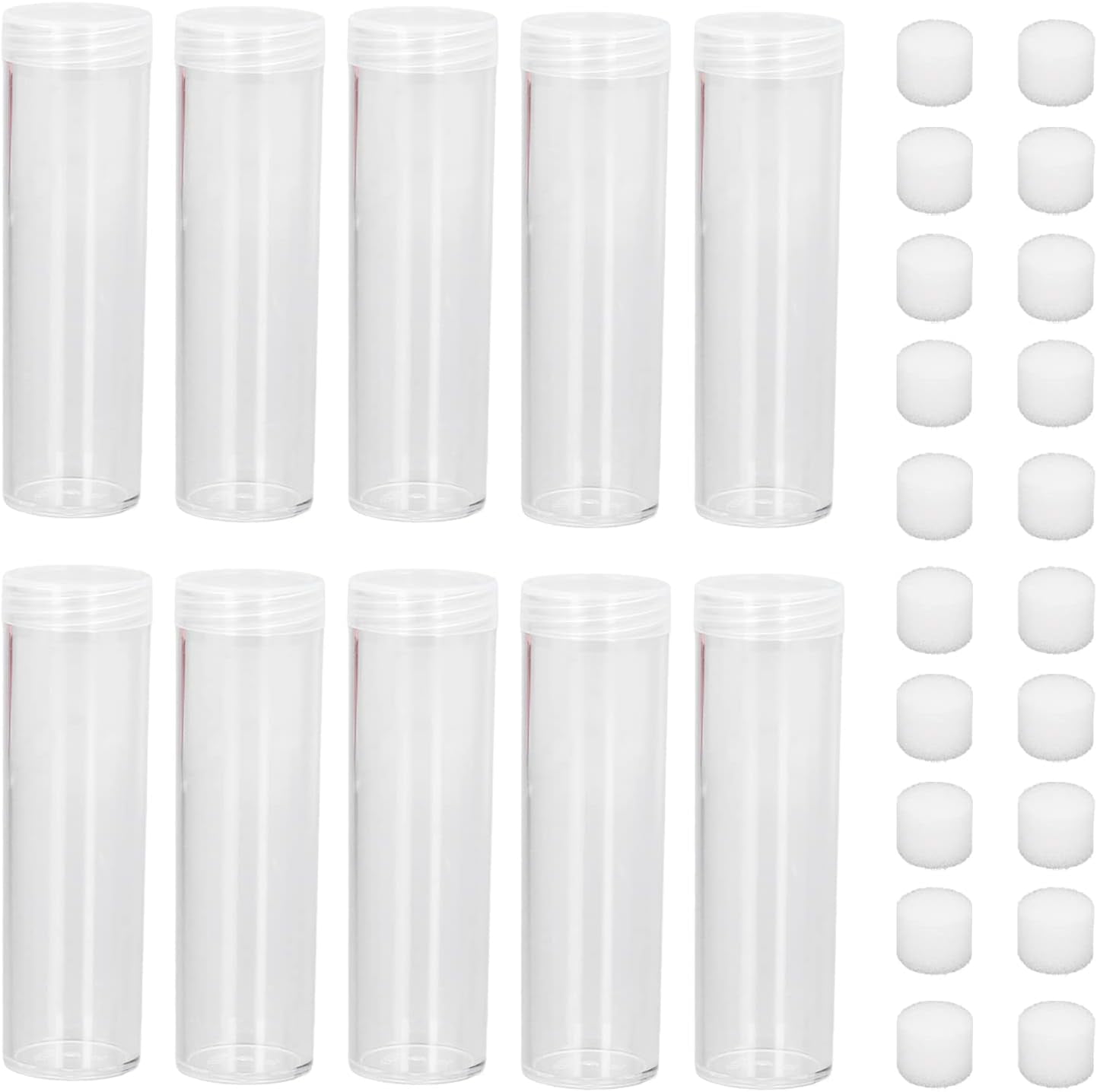 Round Clear Coin Tube Plastic Coin Storage Tubes With Cushion Sponge ...
