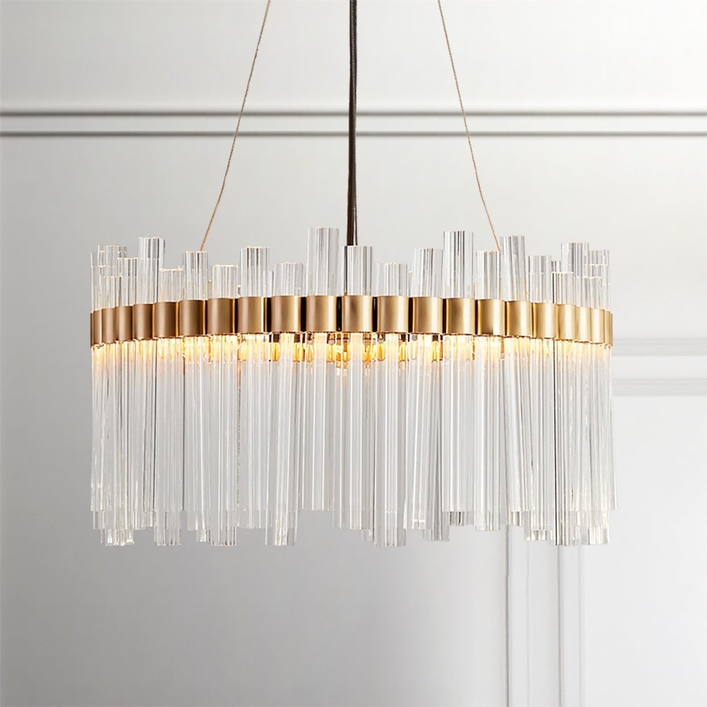 Round Clear Crystal Pegs 20.5 Inch Diam Chandelier with Brushed Brass ...