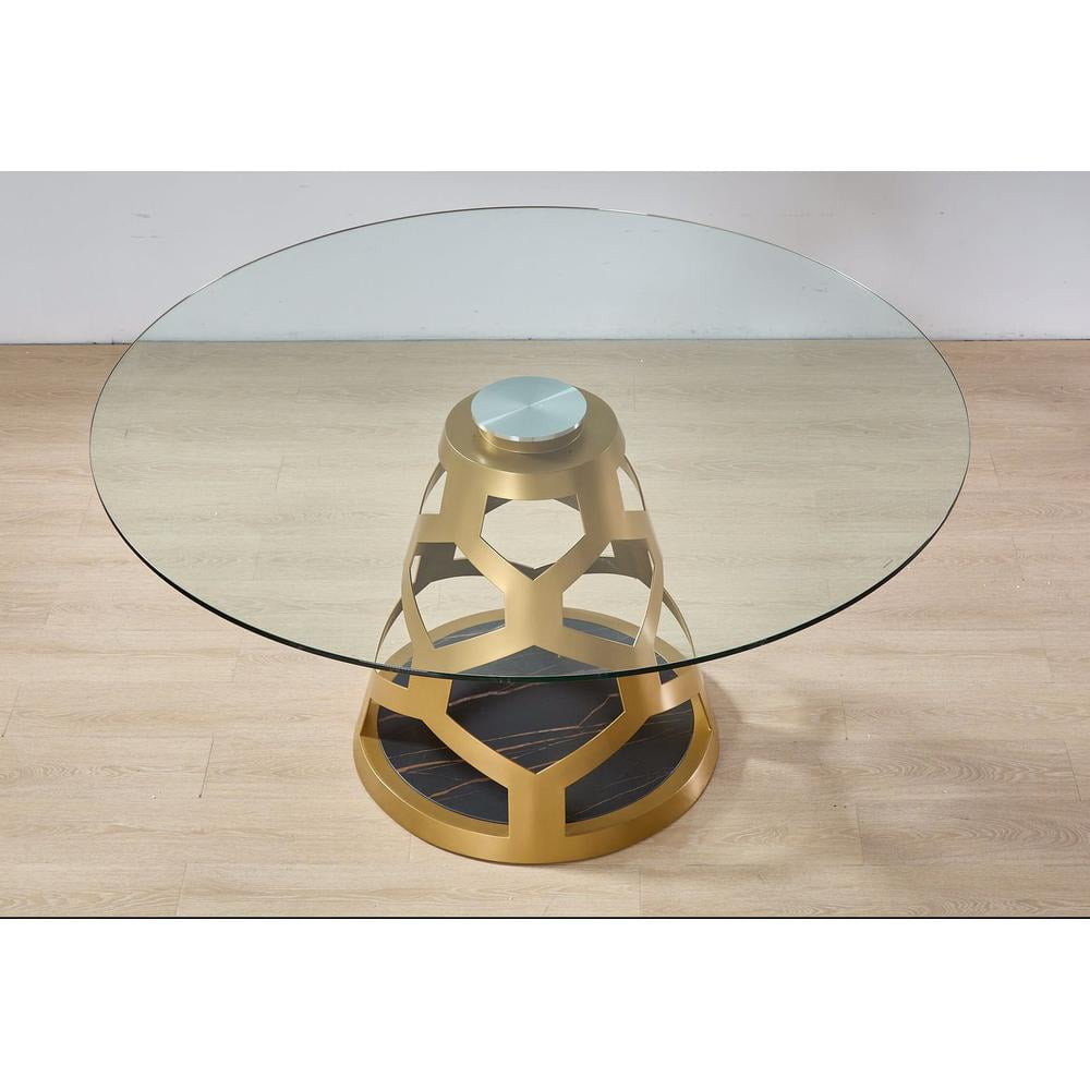 Round Clear Glass Dining Table with Gold Base - Walmart.com