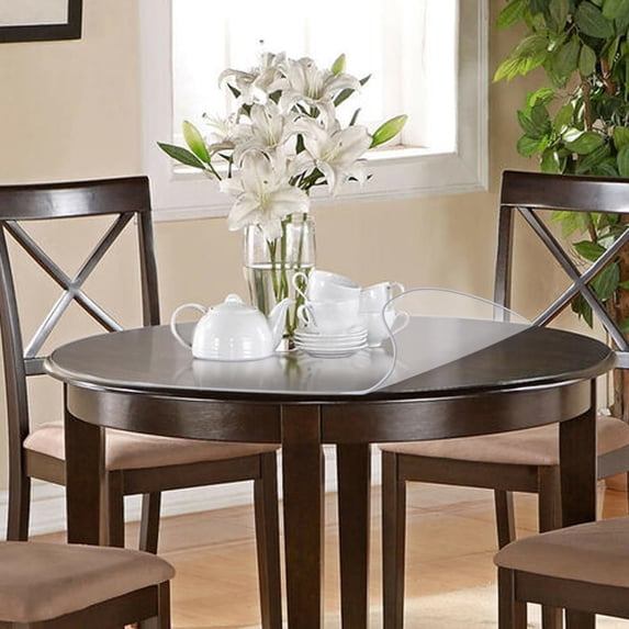 Round Clear Table Protector, 45" Round, 1.5mm Thick, Clear Vinyl Table ...