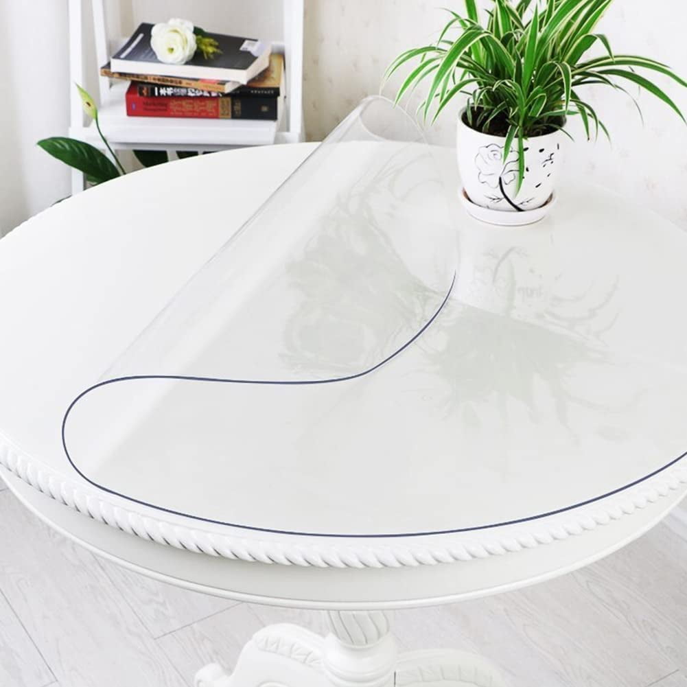 Round Clear Table Protector - Vinyl Desk Pad Mat for Circular Furniture ...