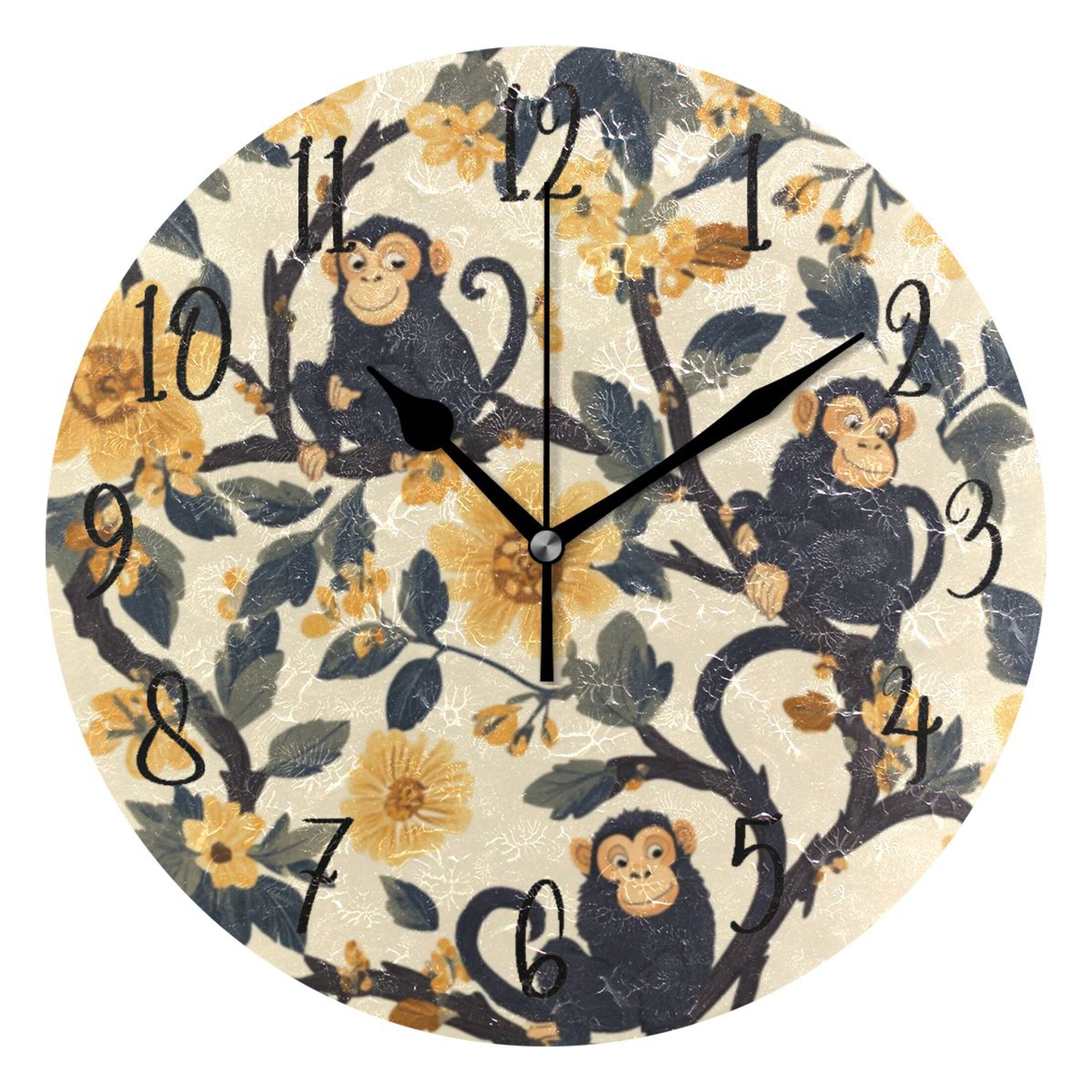 Round Clock Black Clock 9.84*9.84 Inch Round Art Clock Decorative Clock Creative Clock Dual ...