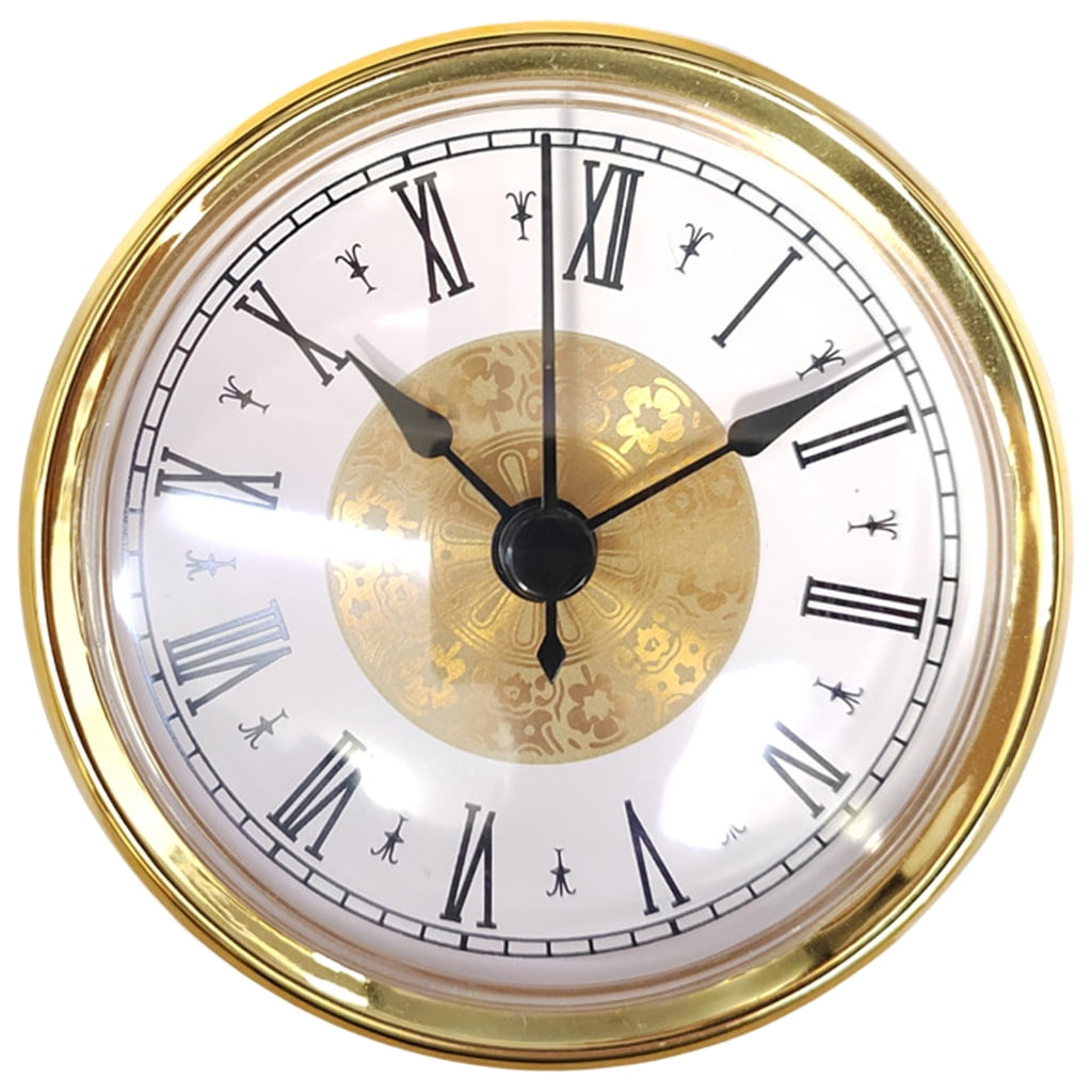 Round Clock Insert Small Clock Roman/Arabic Numerals Gold/Silver Trim ...
