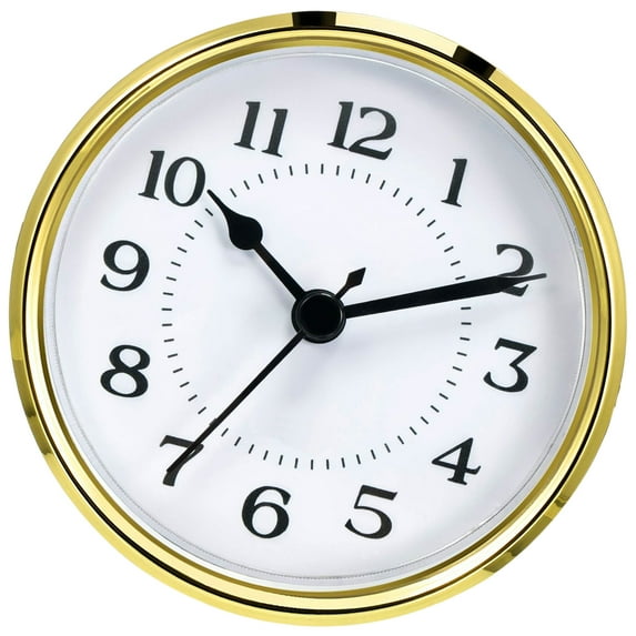 Round Clock Small Clock Insert Roman/Arabic Numerals Gold/Silver Trim ...
