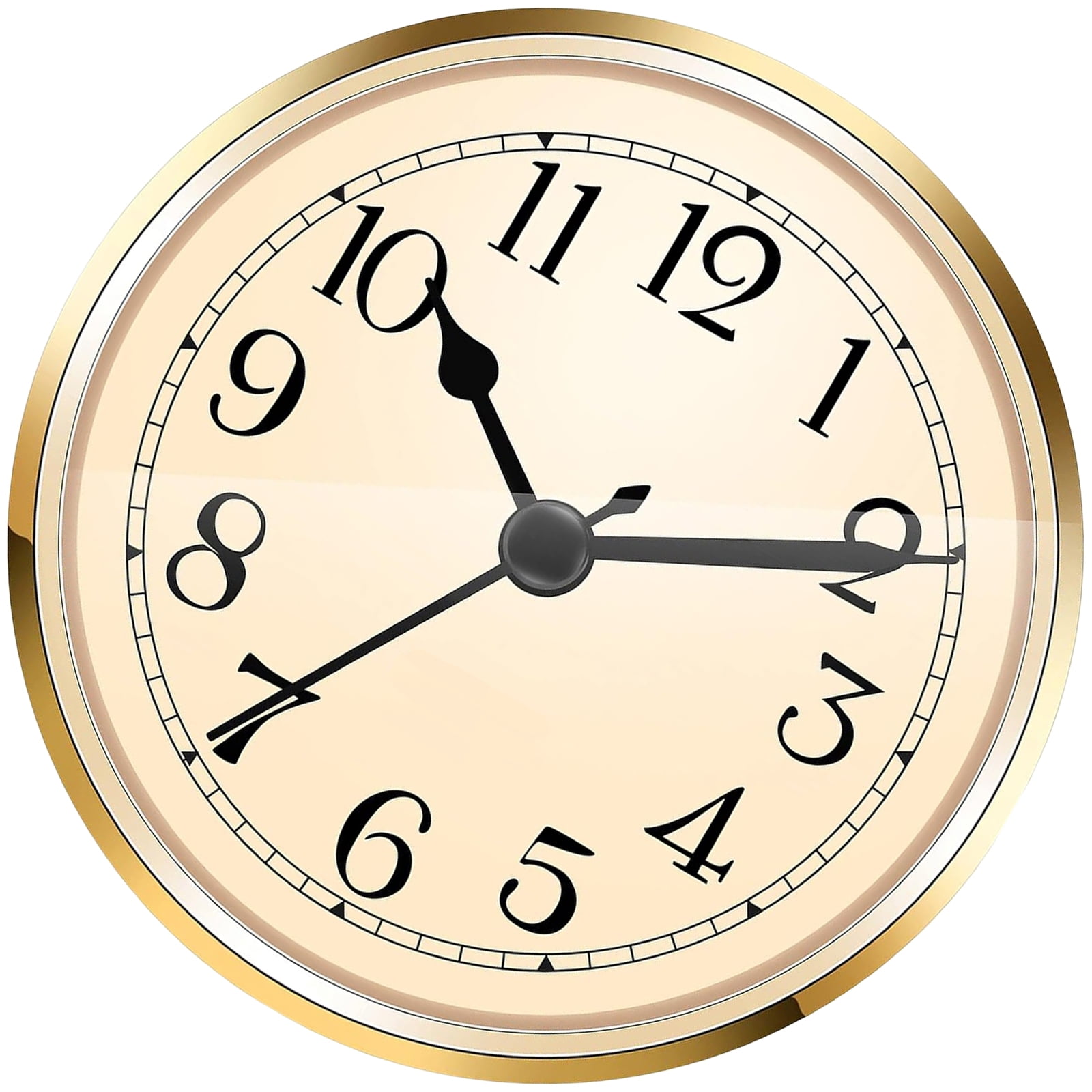 Round Clock Small Clock Insert Roman/Arabic Numerals Gold/Silver Trim ...