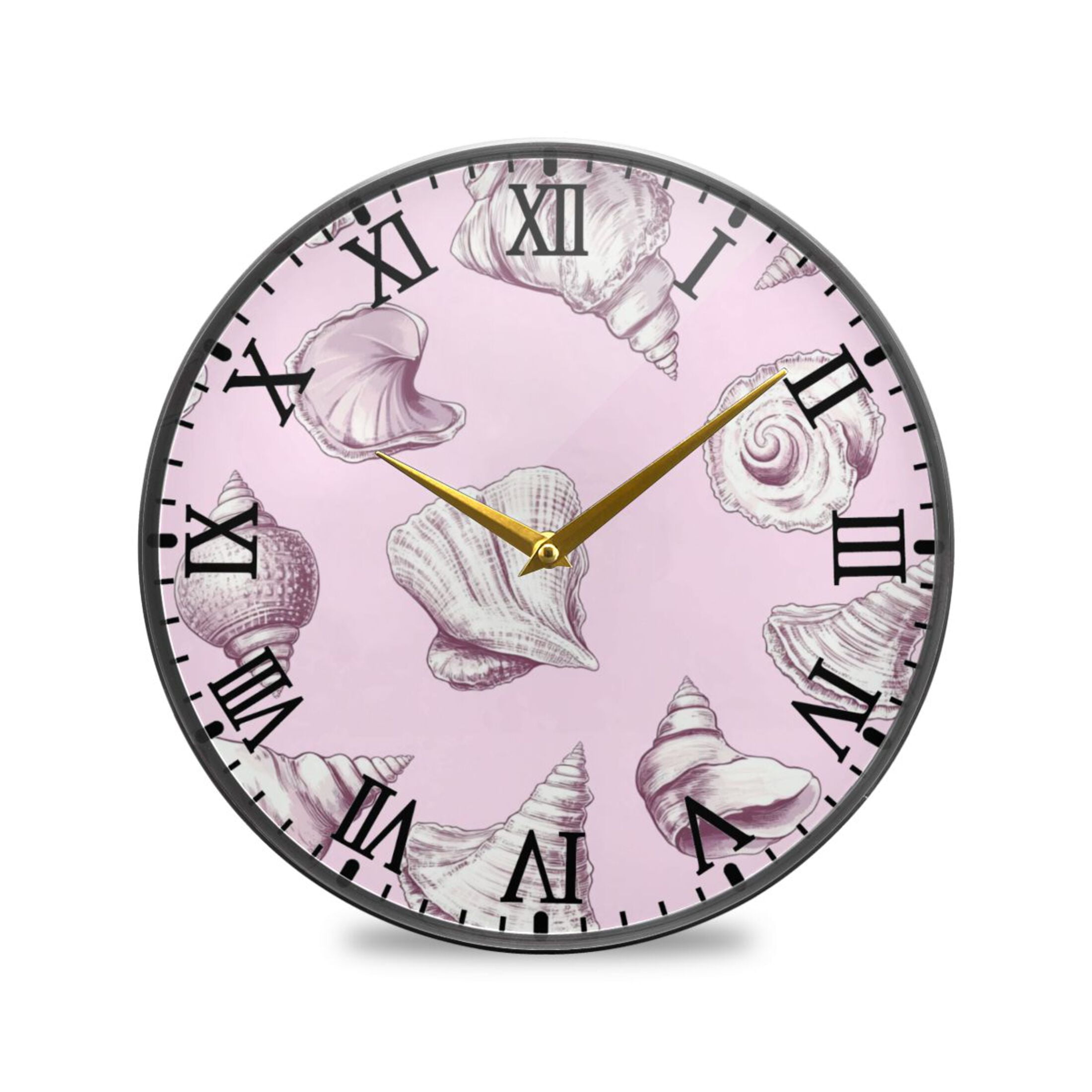 Round Clock Wall Clock Decorative Clock 11.9" Sizes Conch Shells ...