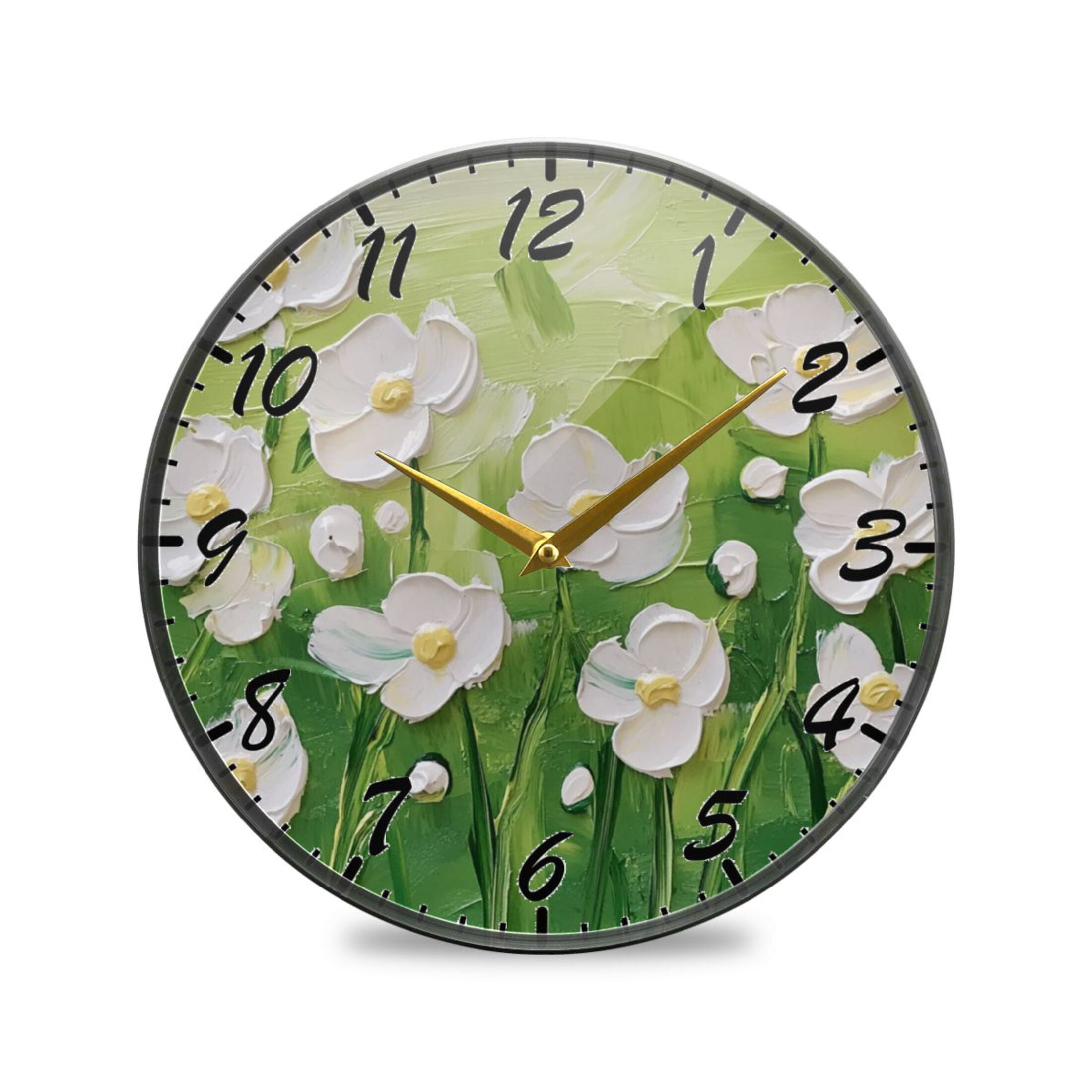 Round Clock Wall Clock Decorative Clock 11.9" Sizes Clock A Field Of White Flowers - Walmart.com