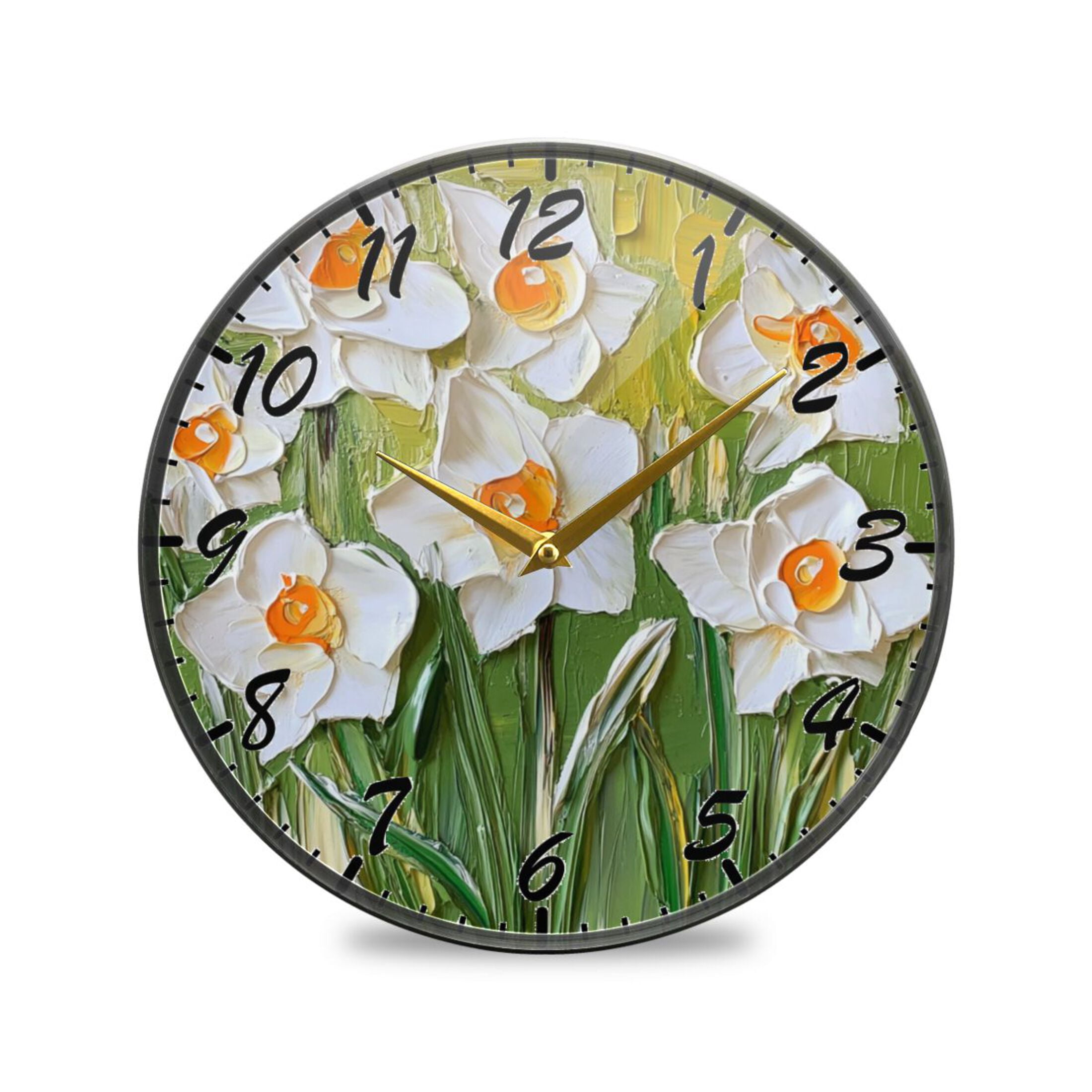 Round Clock Wall Clock Decorative Clock 11.9" Sizes Clock Abstract Oil ...