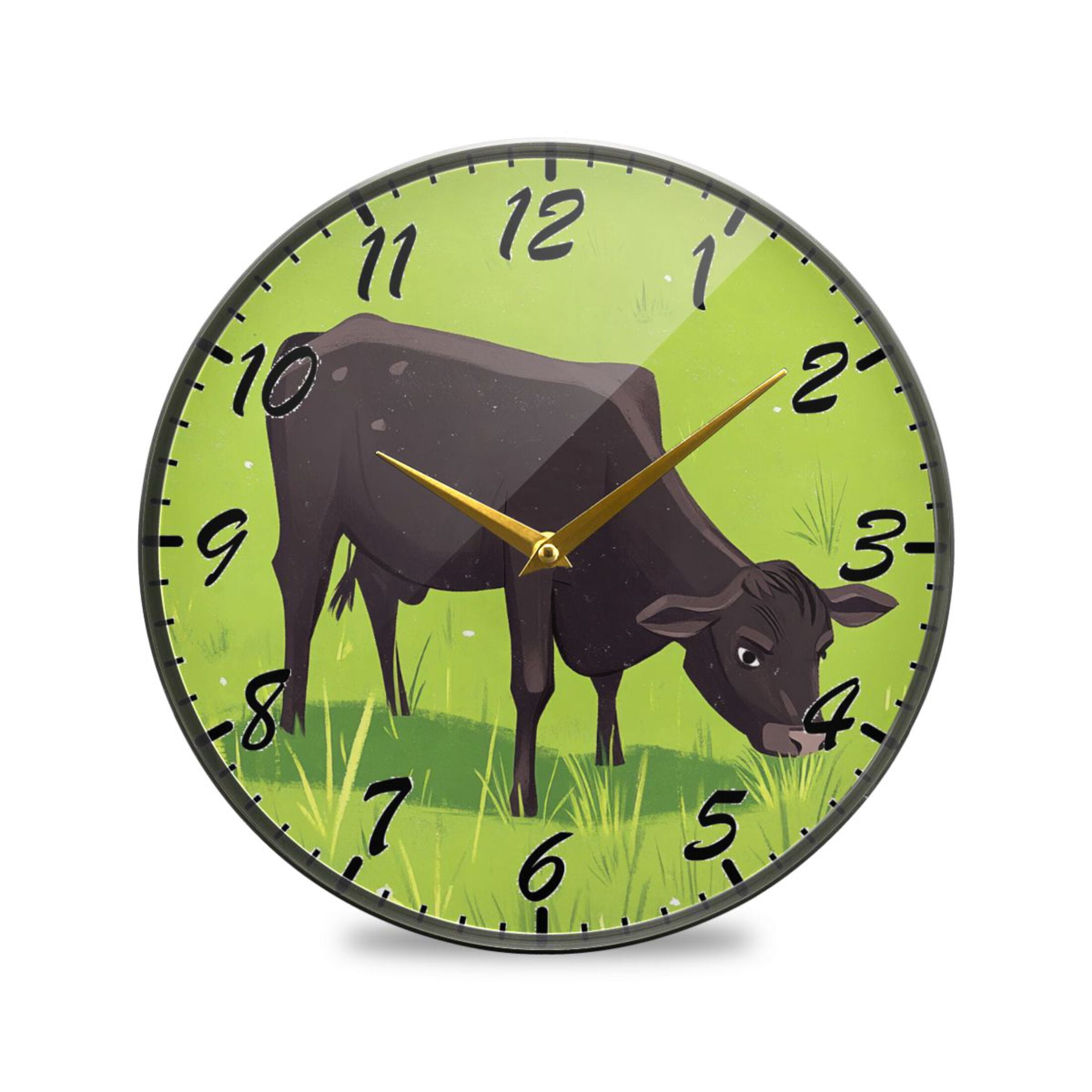 Round Clock Wall Clock Decorative Clock 11.9" Sizes Clock Black Cow ...